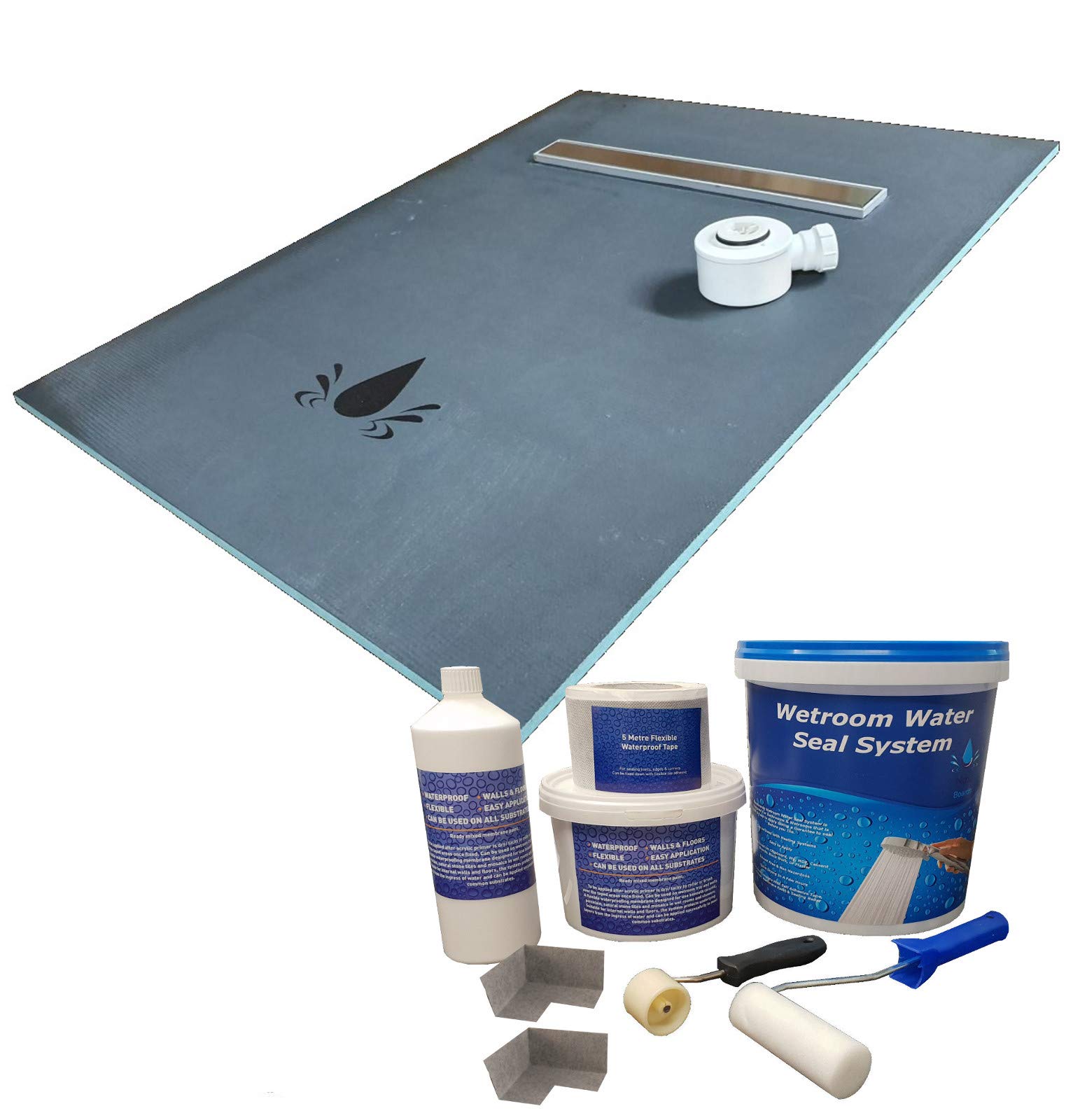 Buy Nassboards 20mm Linear Wetroom Kit Complete System Tray & Waste ...