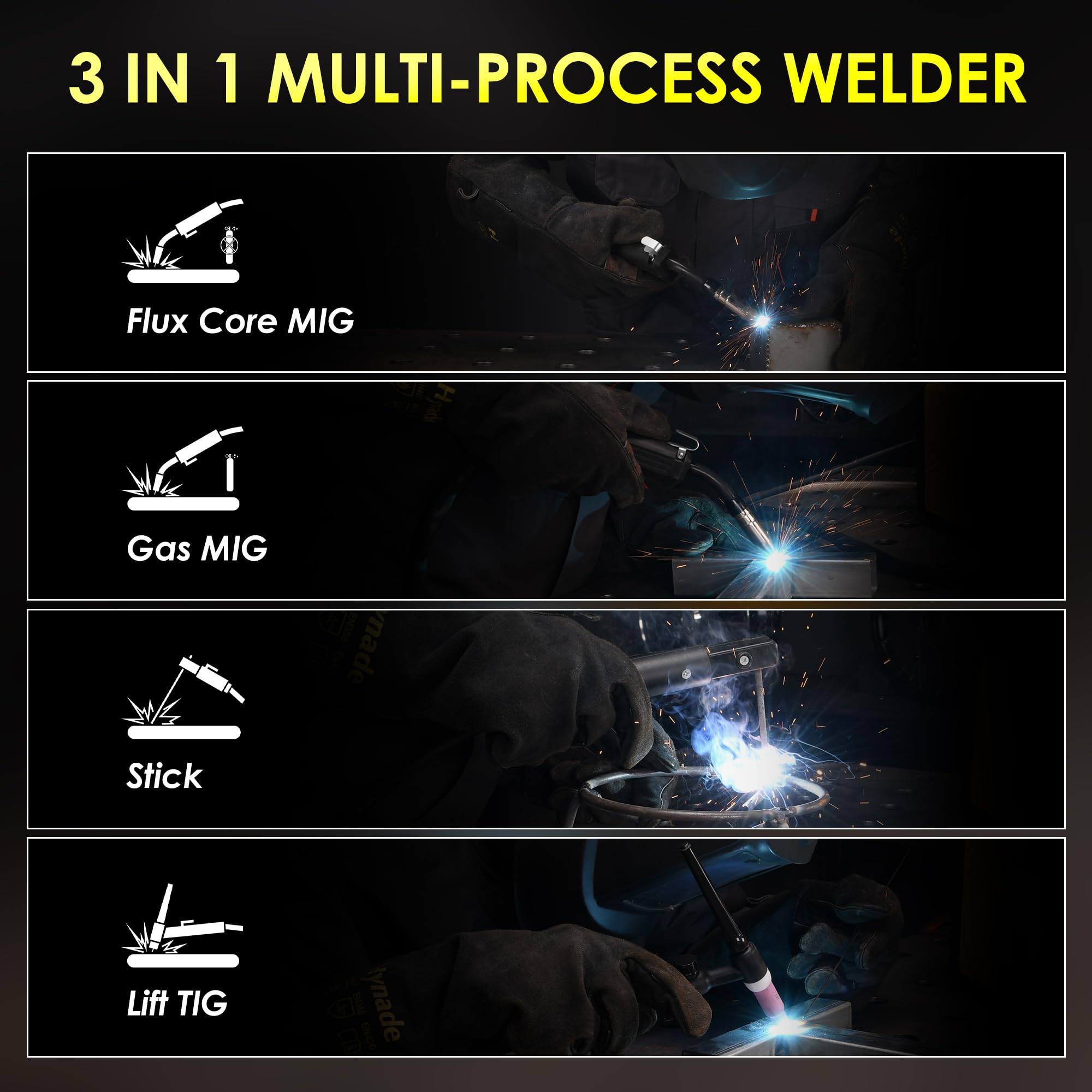 Snapklik.com : Hynade 145A MIG Welder, Gas/Gasless Flux Core MIG Welder ...