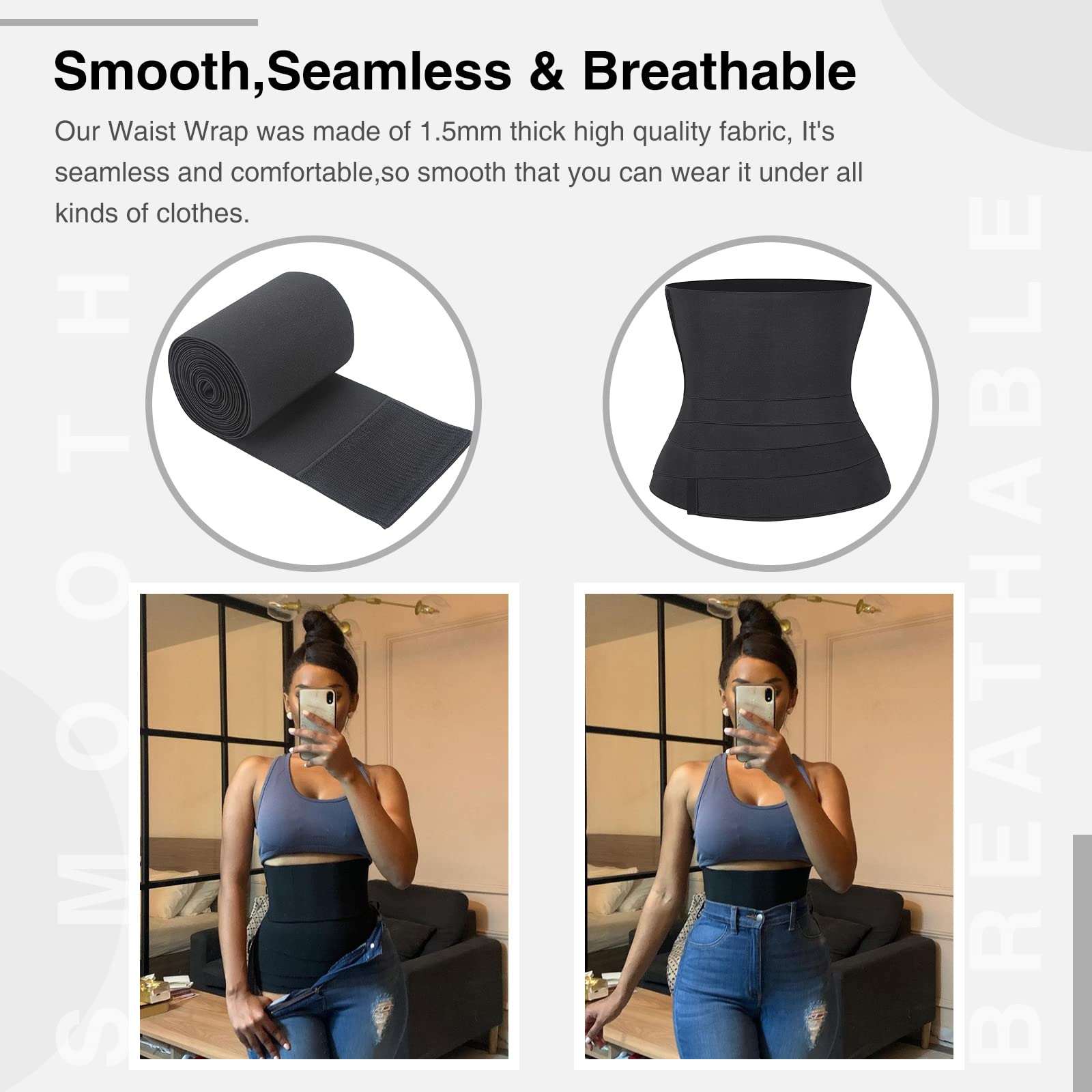 FeelinGirl Waist Trainer for Women Waist Wrap Tummy Control Waist ...