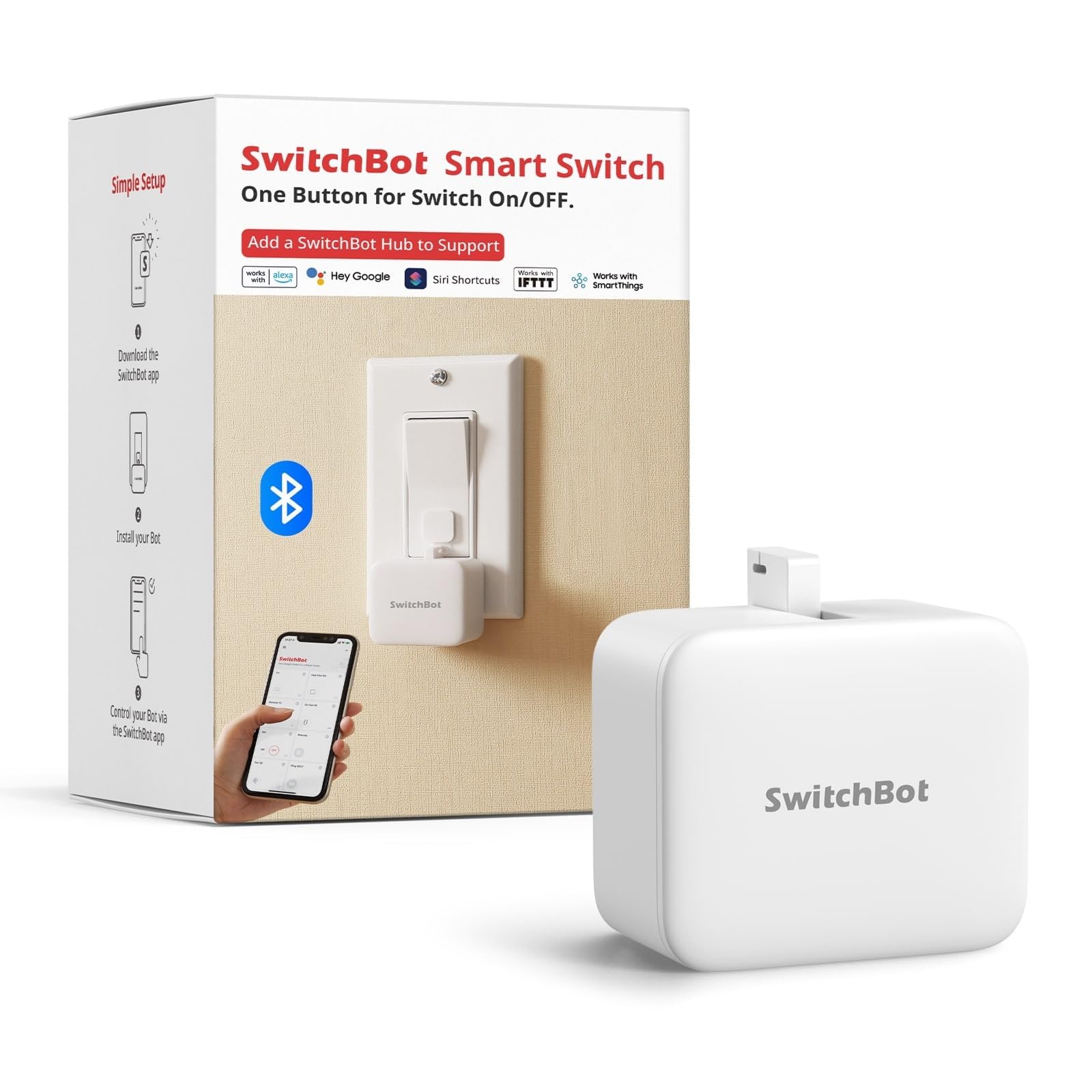 SwitchBot Smart Switch Button Pusher - Bluetooth Connection, Fingerbot ...