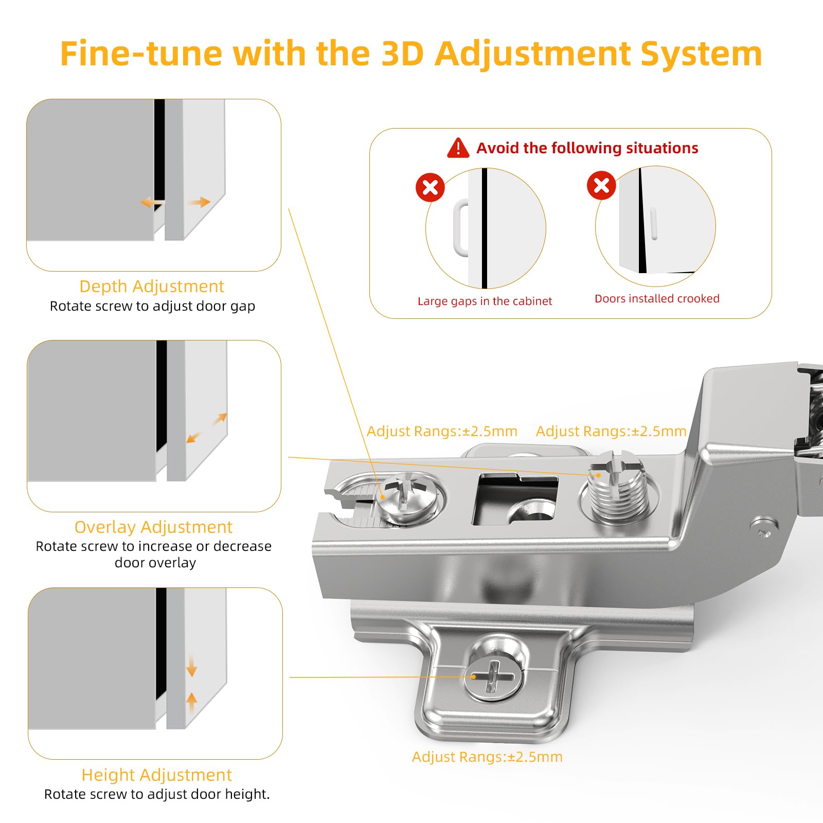 Snapklik.com : 10 Pack Inset Cabinet Hinges, Regular Standard Closing ...