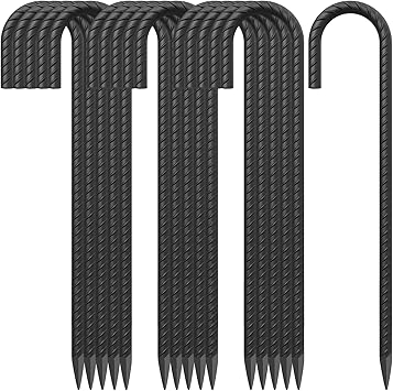 Amazon.com : 18 Inch Steel J Hook Rebar Ground Stakes 16 Pack 1/2 Inch ...