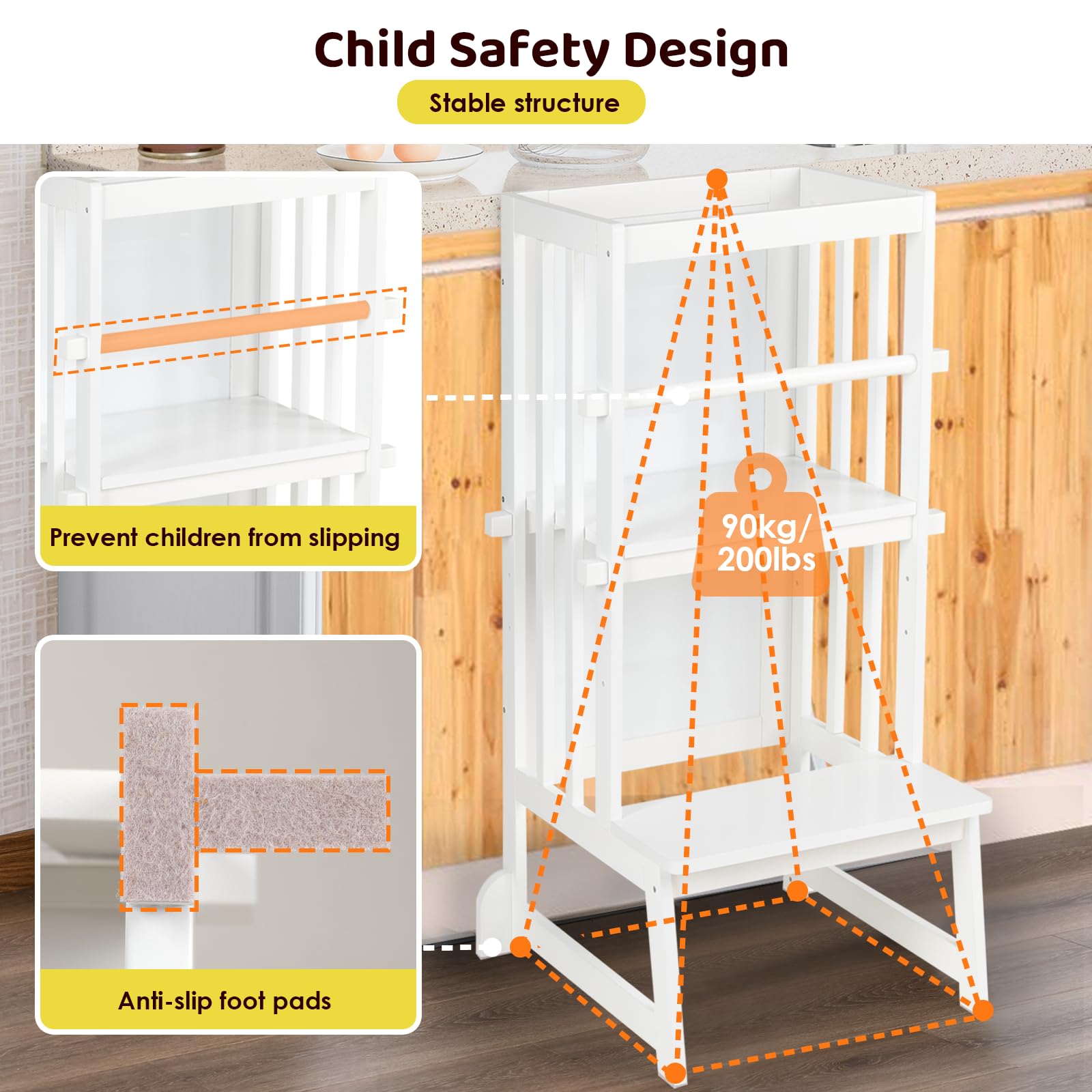 Snapklik.com : 3 Height Adjustable Kids Step Stool, A-Shaped Structure ...