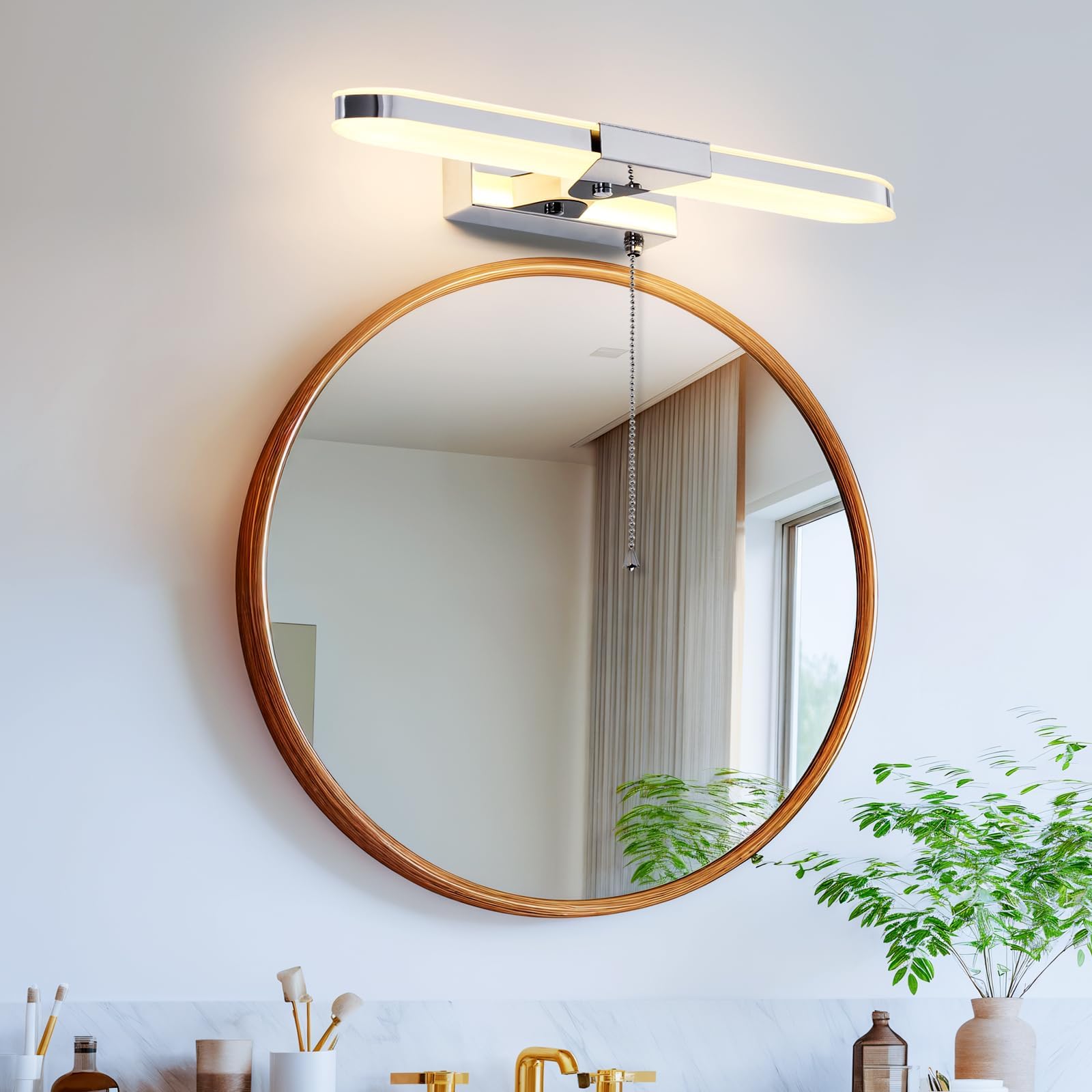 ECOBRT LED Spiegelleuchte Bad 9W moderne Acryl Wand Licht Chrom Finish ...