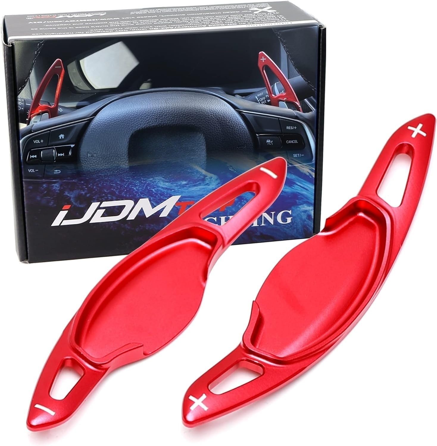 Amazon.com: iJDMTOY JDM Style Sports Red Aluminum Larger Paddle Shifter ...