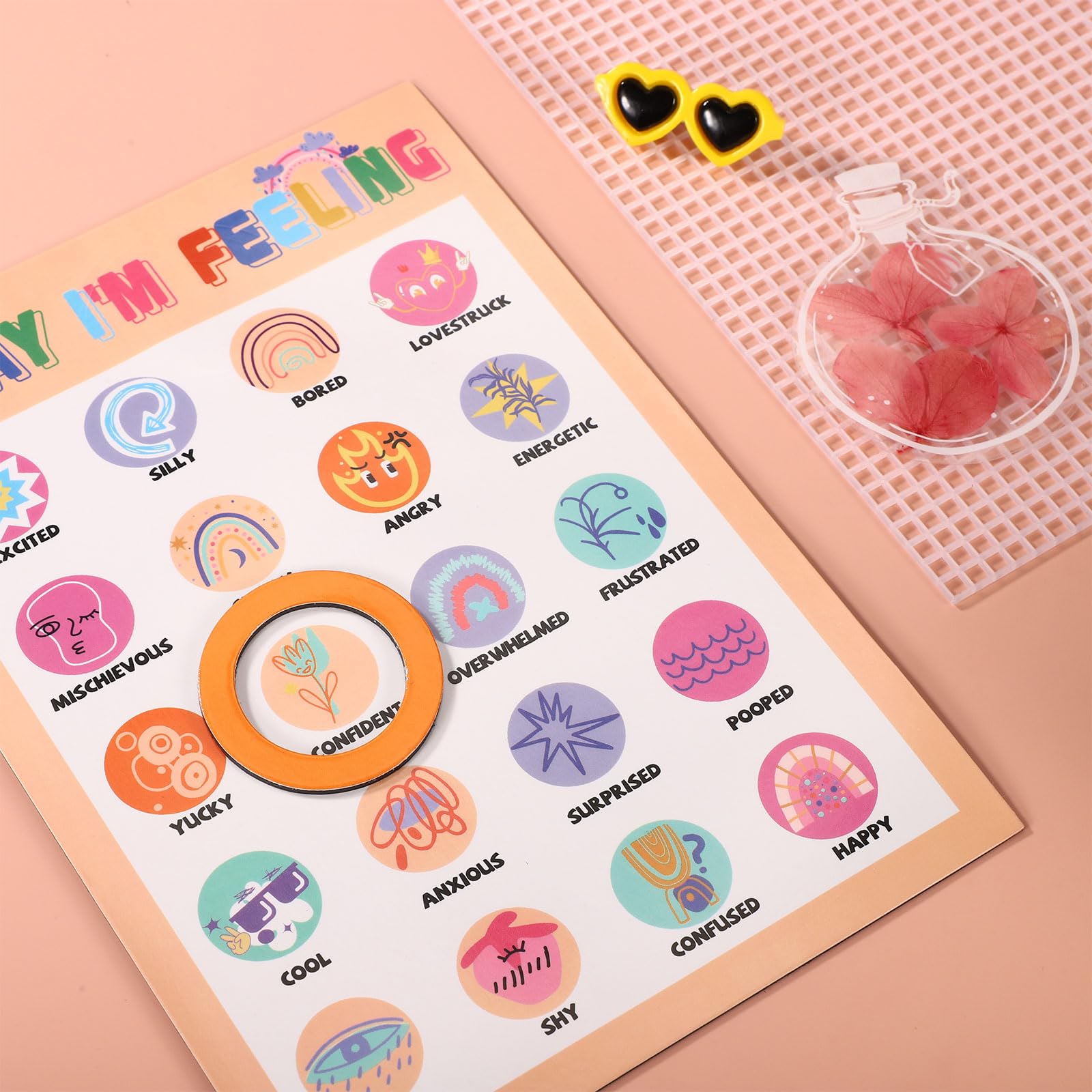 Magnetic Daily Mood Tracker, Bohemia Style Feeling Chart Poster with ...