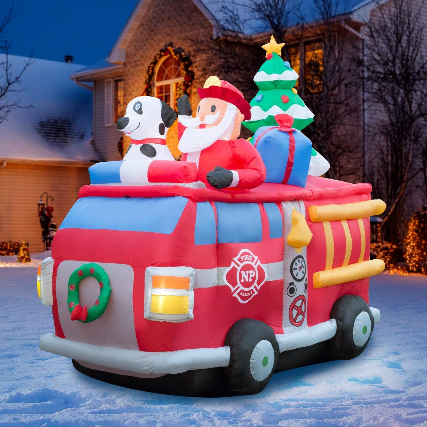 Amazon.com: Gemmy 086786862902 Santa Driving Fire Truck Christmas ...