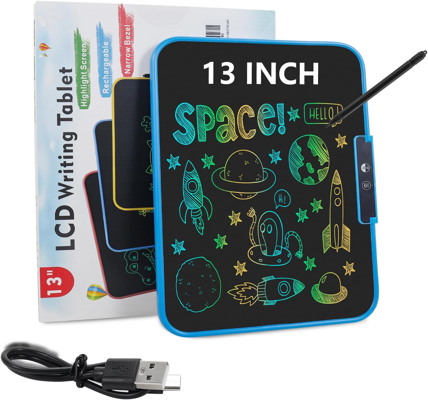 Amazon.com: LCD Writing Tablet for Kids 13 Inch, Rechargeable Colorful ...