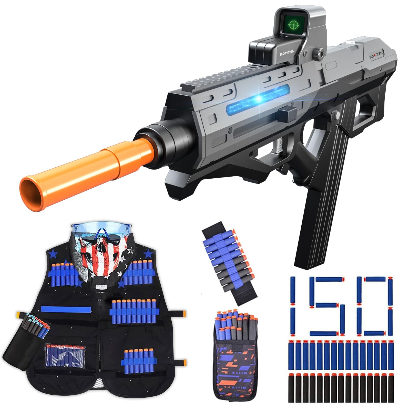 Amazon.com: sofiten Toy Gun Automatic Sniper Rifle with Tactical Vest ...