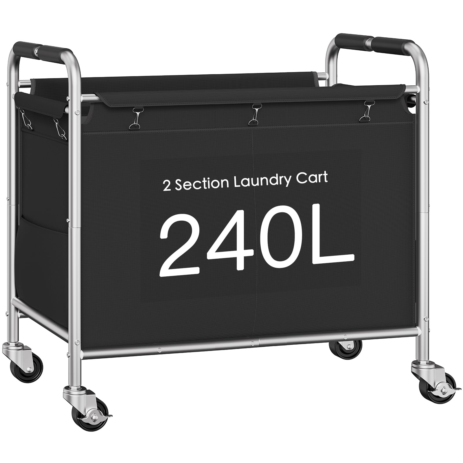 FIONESO Laundry Basket with Wheels, 63.4GAL(240L) Heavy Duty Rolling ...