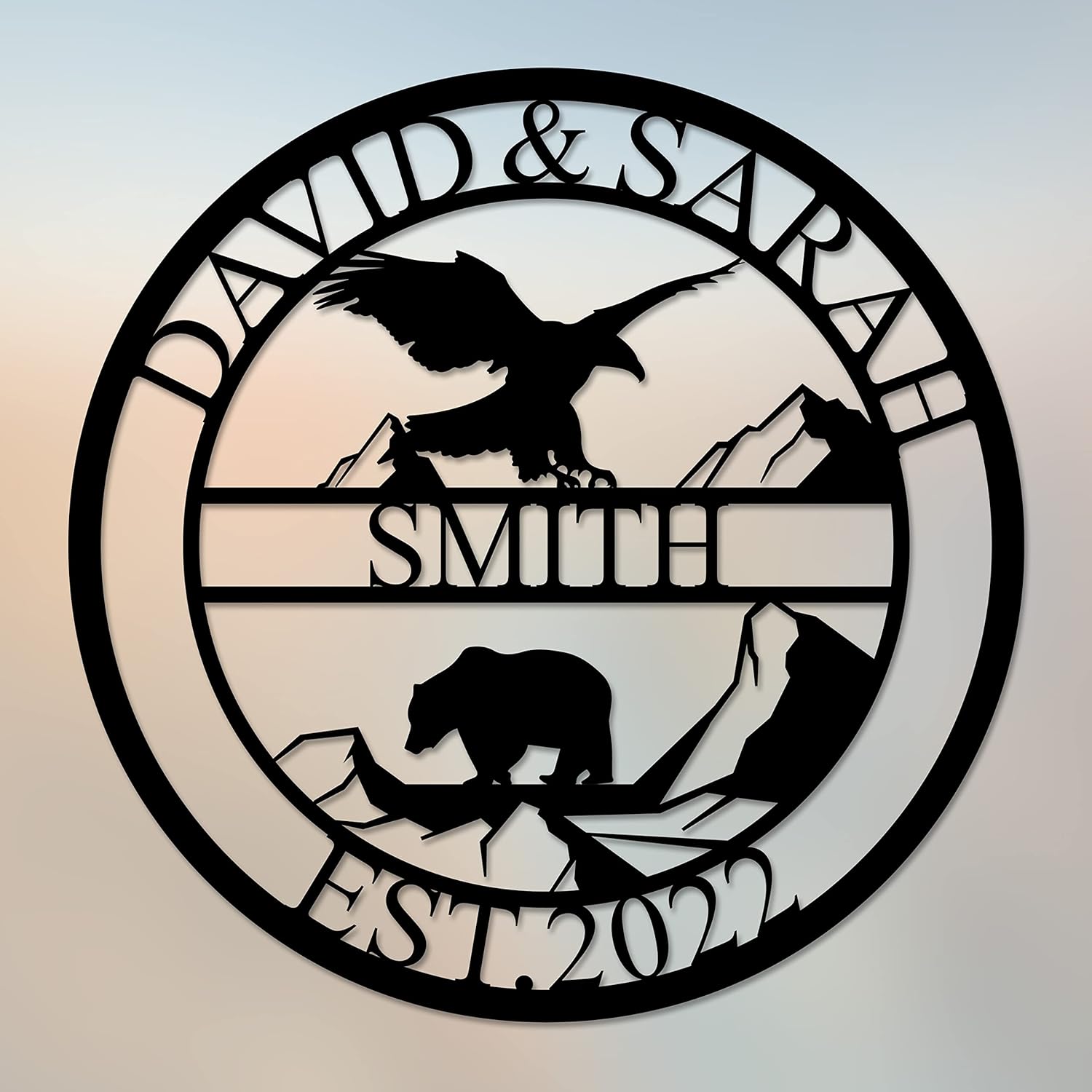 Amazon.com : Personalized Metal Bear Sign - Eagle Sign - Round Metal ...