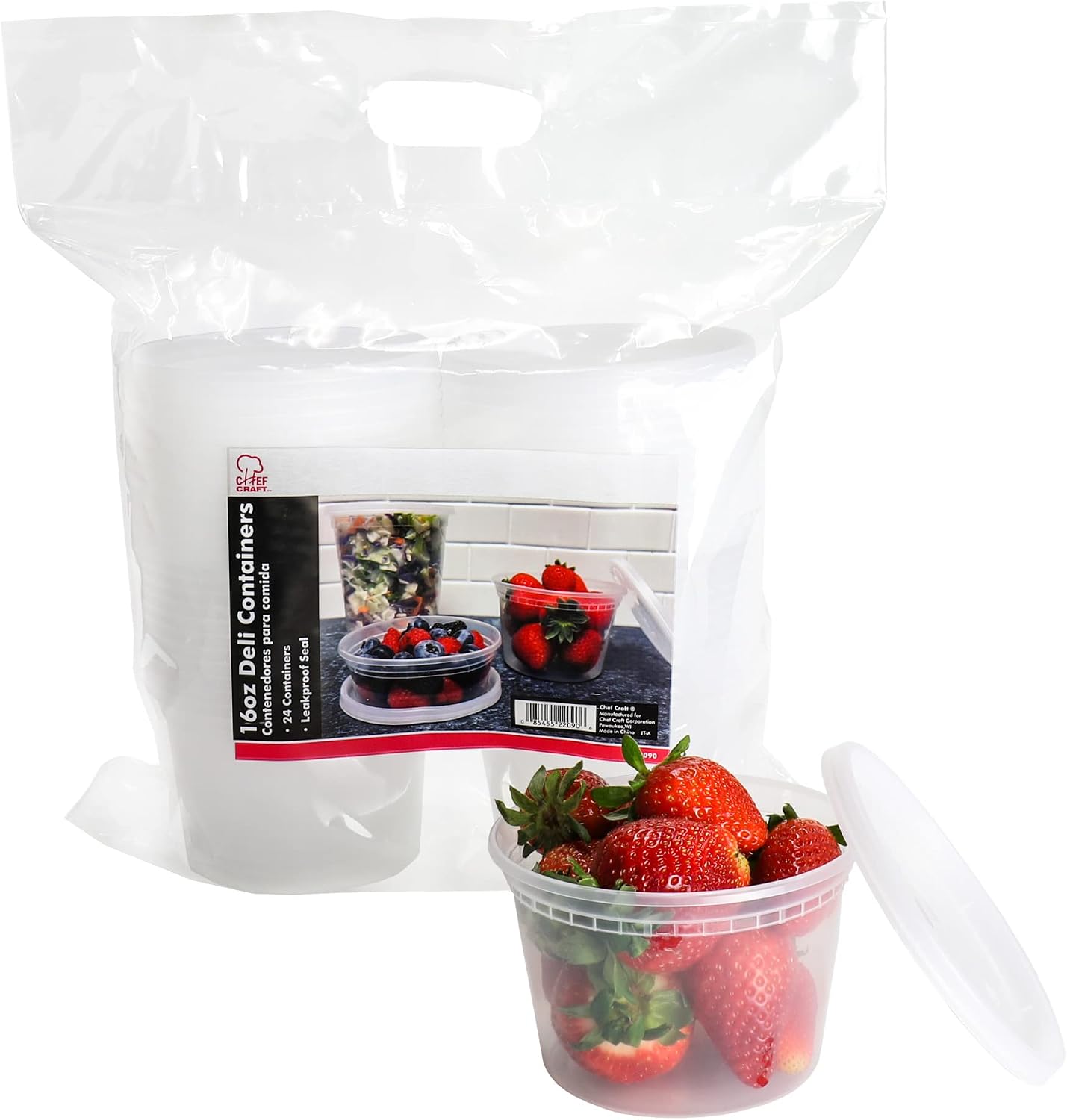 Amazon.com: Chef Craft Select Plastic Deli Container, 16 Ounce 24 Piece ...