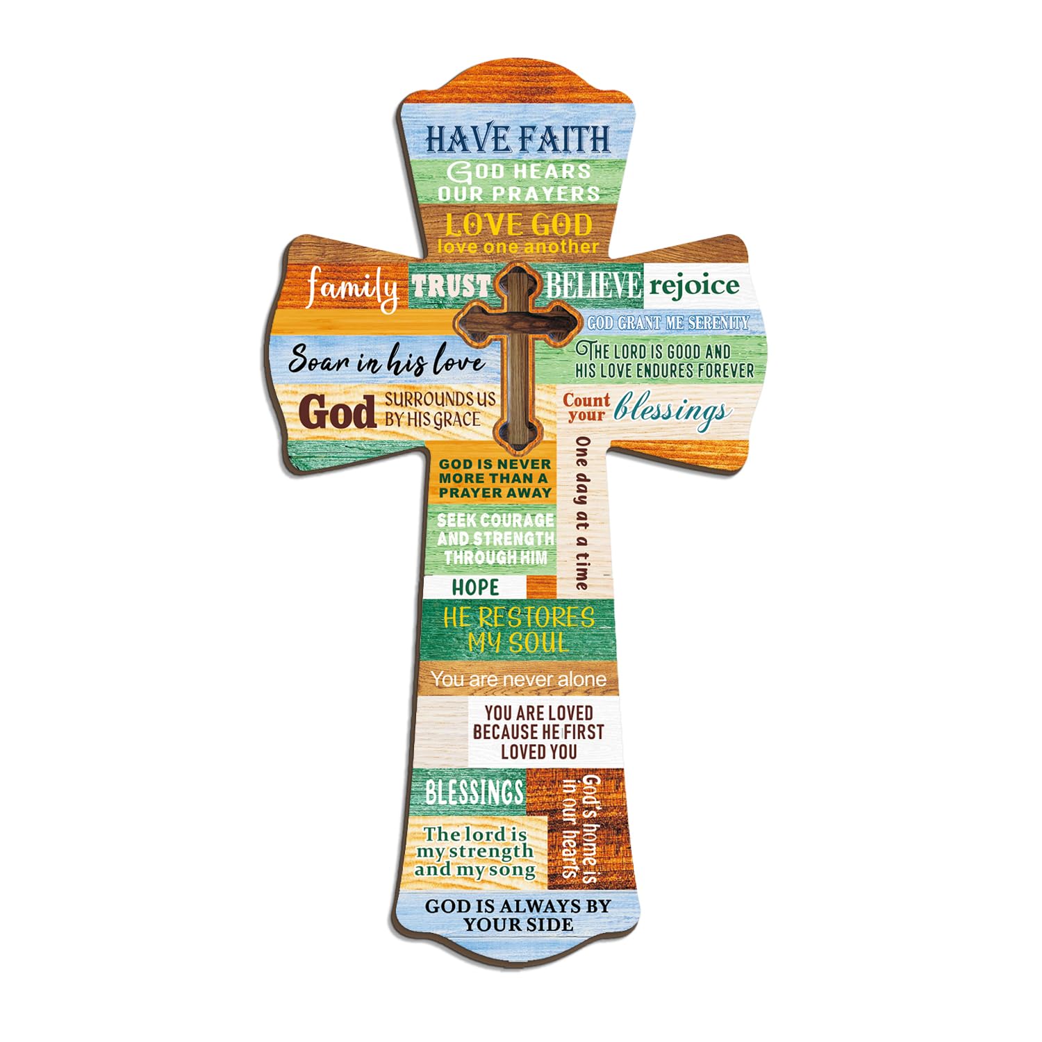 Amazon.com: CAKIROTS Cross Wall Decor Wooden Wall Hanging Decor Rustic ...