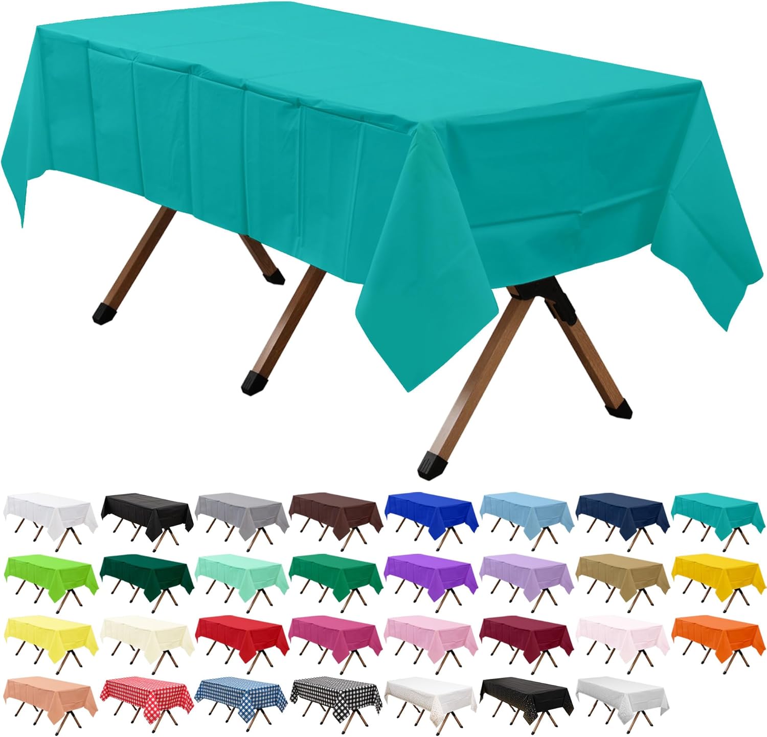 Amazon.com: dinexlence 2 Pack Aqua Premium Plastic Tablecloth Rectangle ...