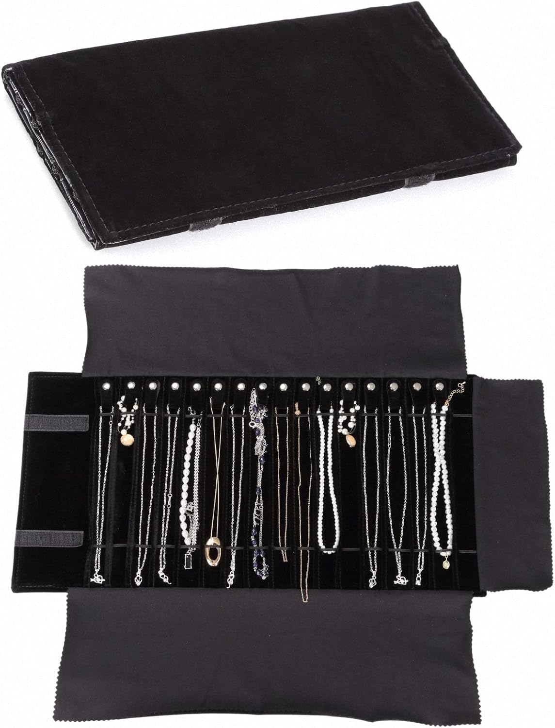 UdaLen Jewellery Roll, Velvet Roll Jewellery Box, Transparent PVC Mesh ...