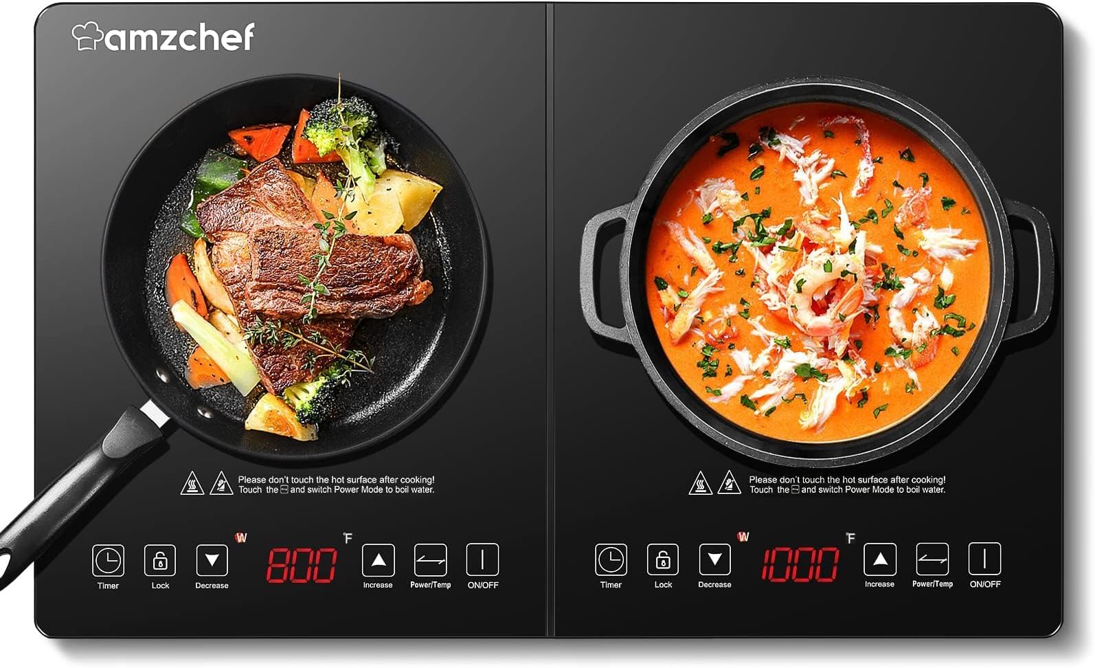 Amazon.com: TI-2C 23 inch Portable Dual Induction Glass-Ceramic Cooktop ...