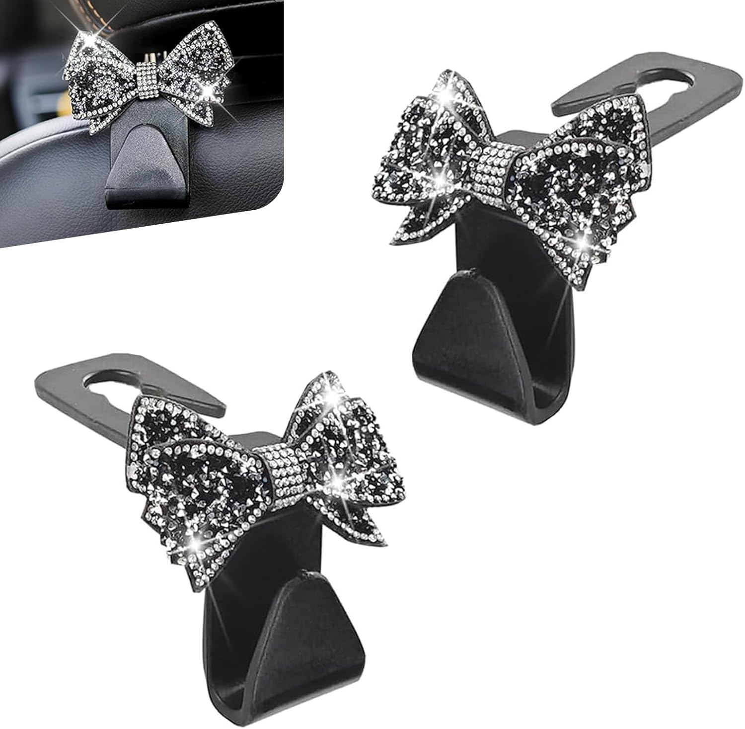 Amazon.com: Ypoyney 2 PCS Bling Car Seat Headrest Hooks, Crystal ...