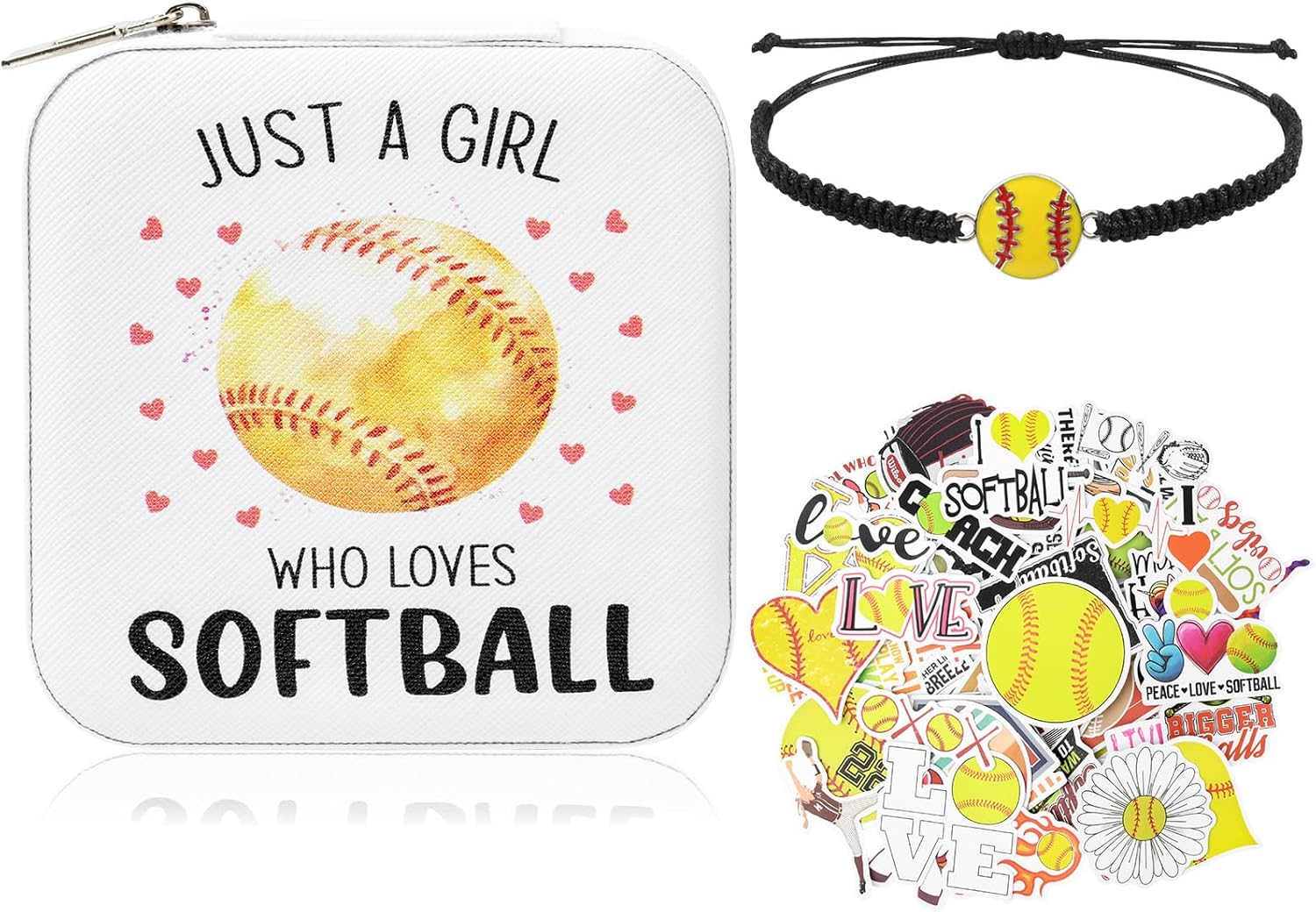 Amazon.com: CEELGON Softball Gifts Set for Girls Jewelry Box & Stickers ...