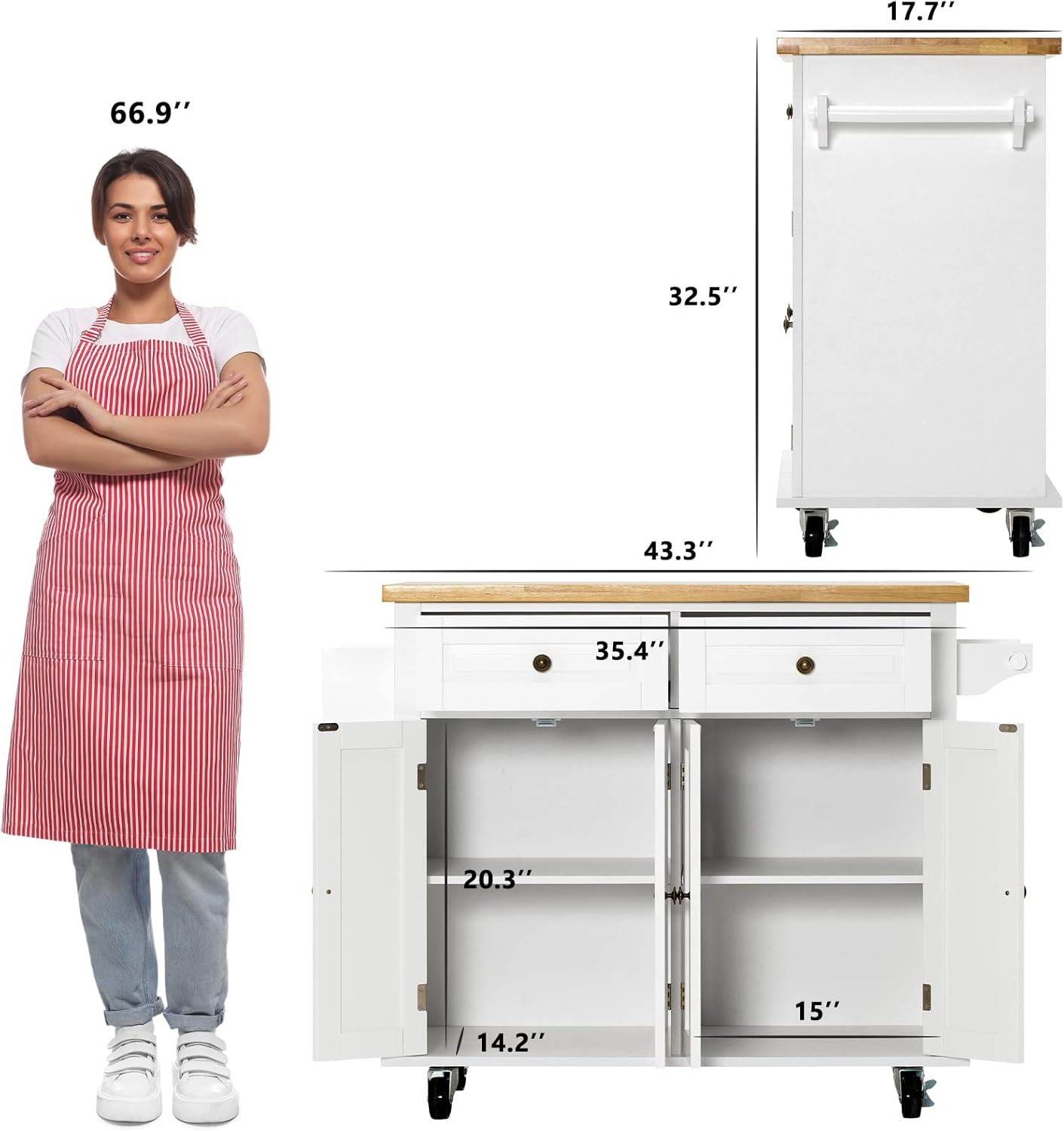 Rolling Kitchen Island – Carros de cocina movibles sobre ruedas isla ...