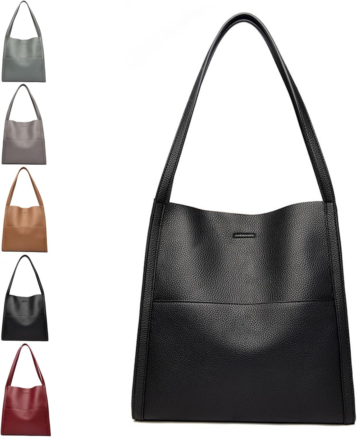 Solid Color Simple Genuine Leather Shoulder Bag, Solid Color Simple ...