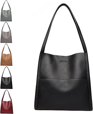 Solid Color Simple Genuine Leather Shoulder Bag, Solid Color Simple ...