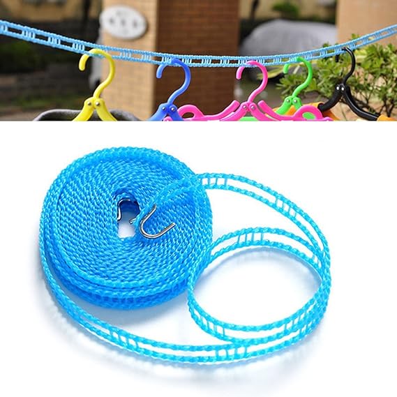 Ginojex Nylon Clothesline 5m Adjustable Portable Washing Line Windproof ...