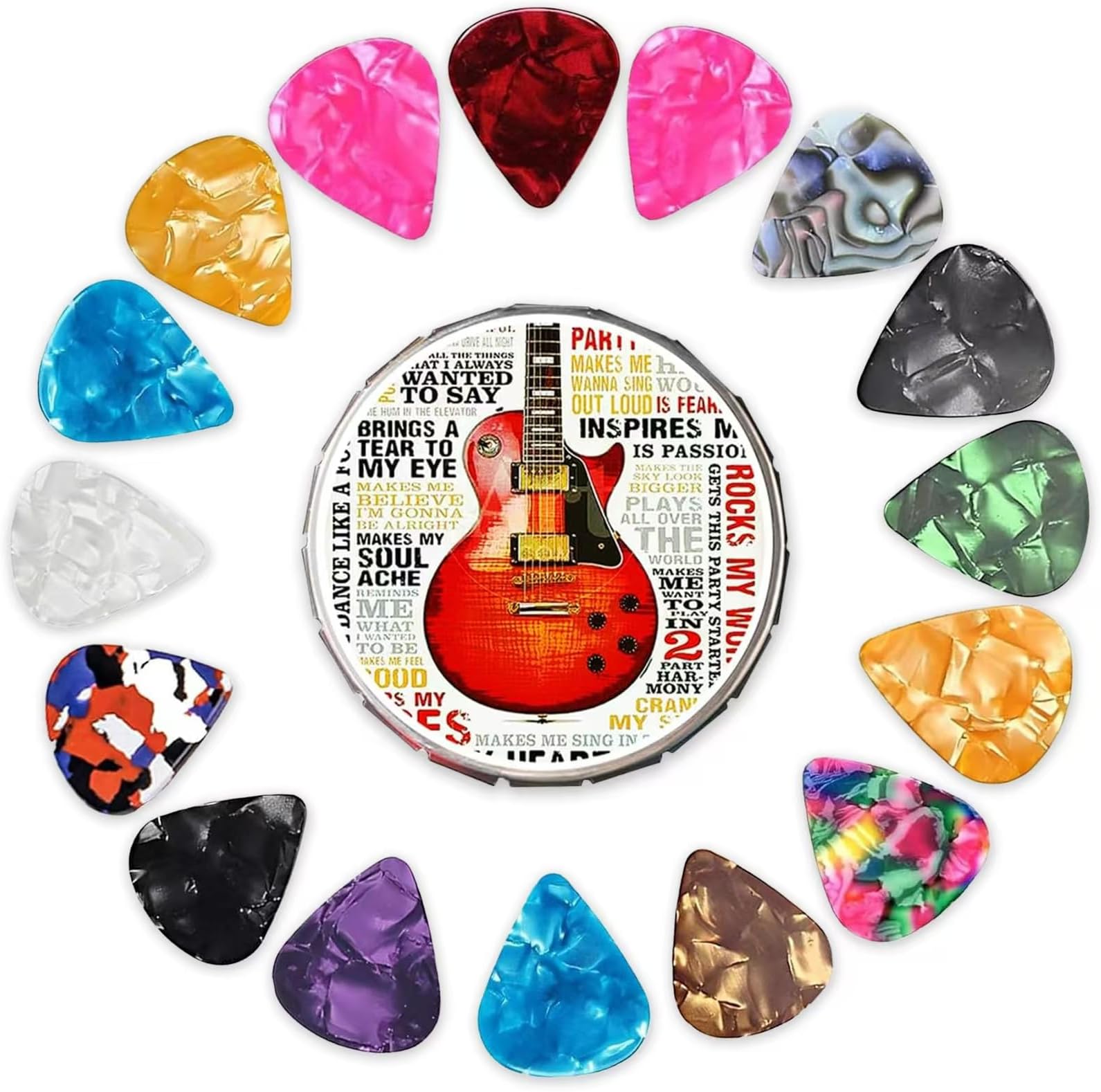 16 Pack Guitar Picks with Organizer Storage Box, 3 Different Thickness ...