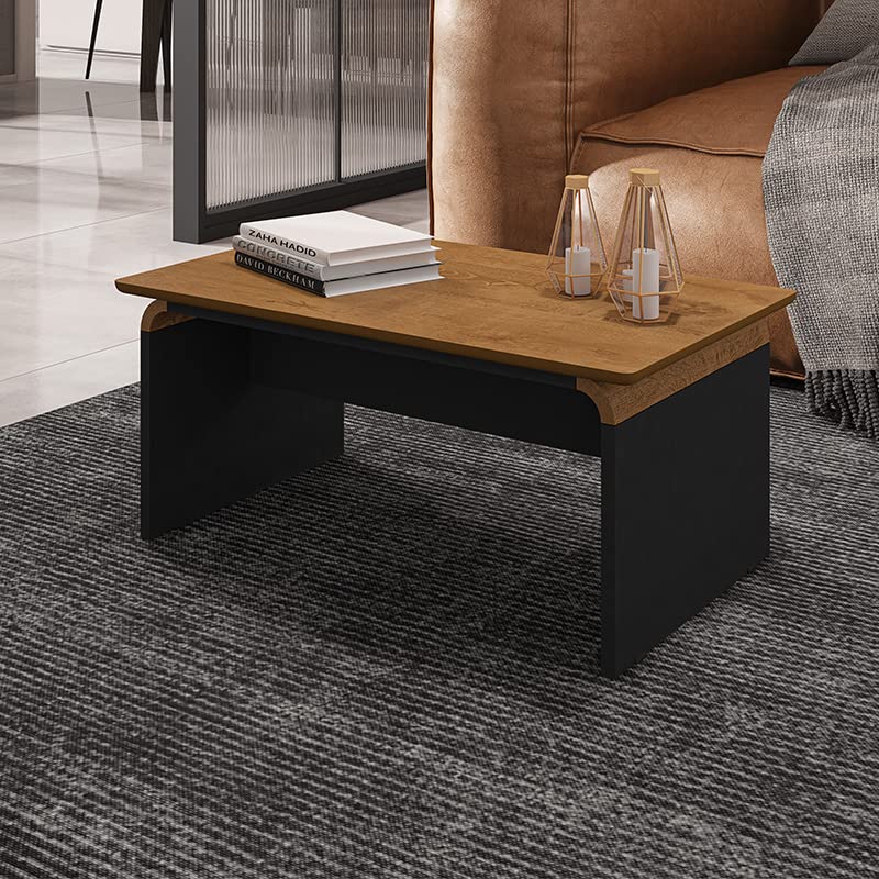 Mesa de Centro Sala de Estar Lilibeth Cor: Naturale/Preto Fosco ...