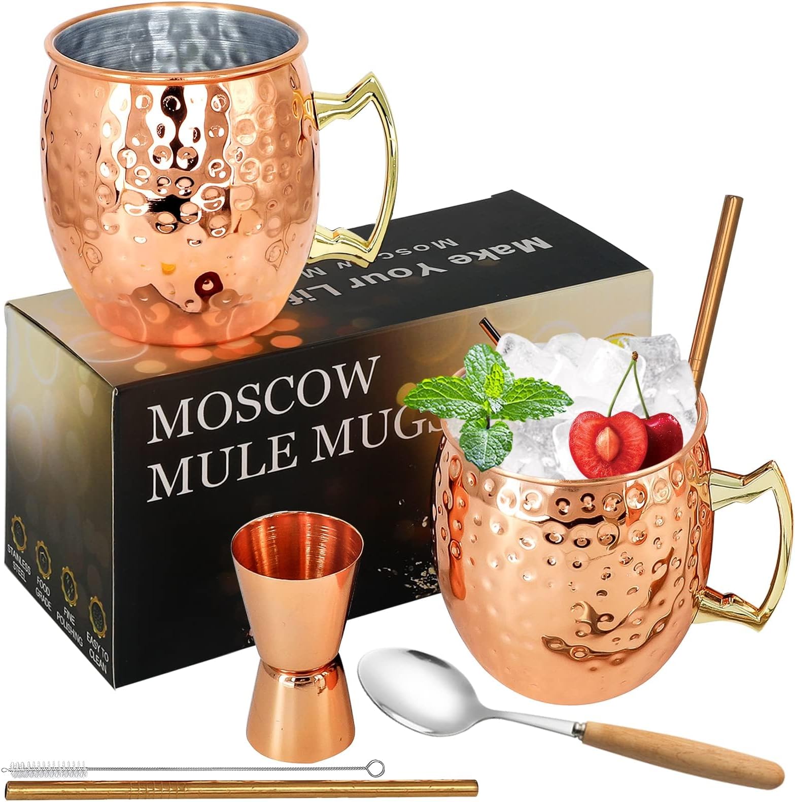Amazon.com: Shining Craft Moscow Mule Mugs Set of 2 - Black Plated ...