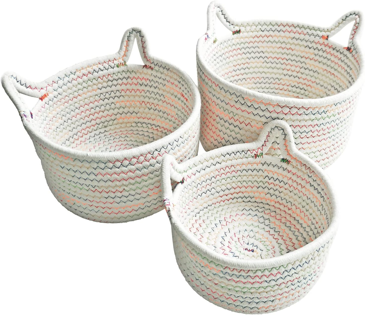 Amazon.com: Farmlyn Creek 3 Pack Woven Baskets for Storage, Small Round ...