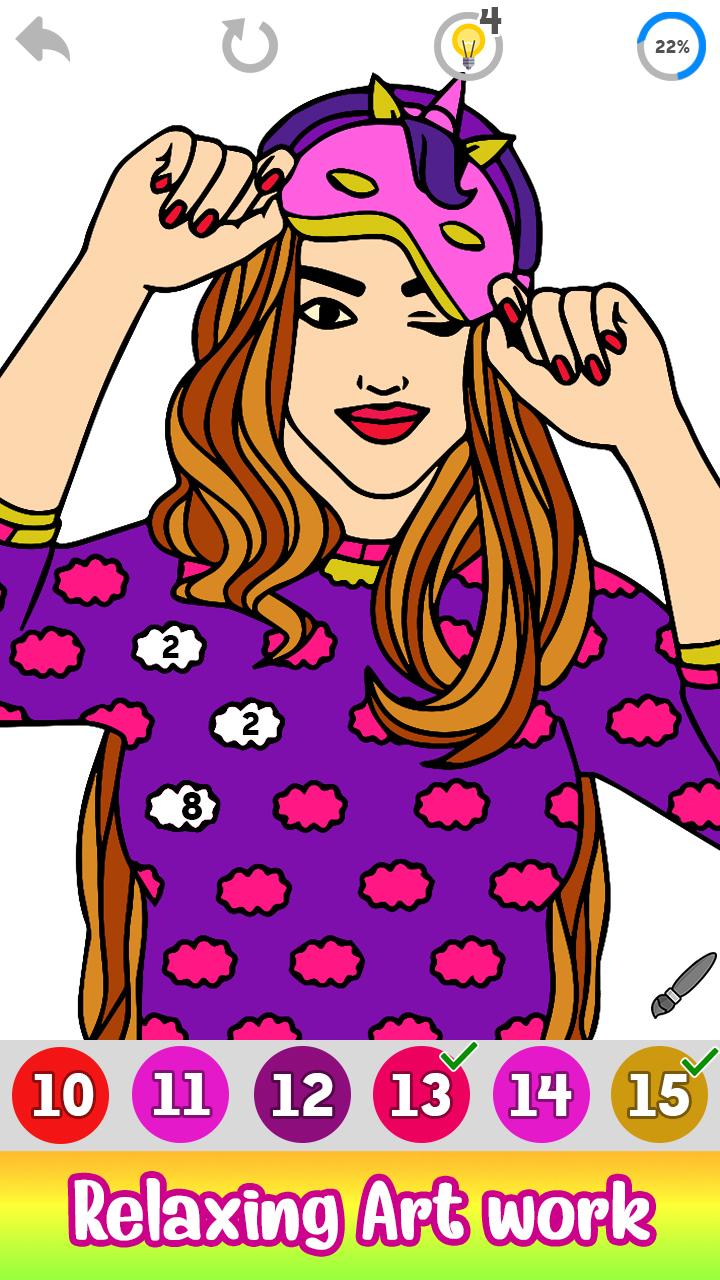 Aplicación Fashion Color by Number - Girls Paint + Glitter + Crayon ...