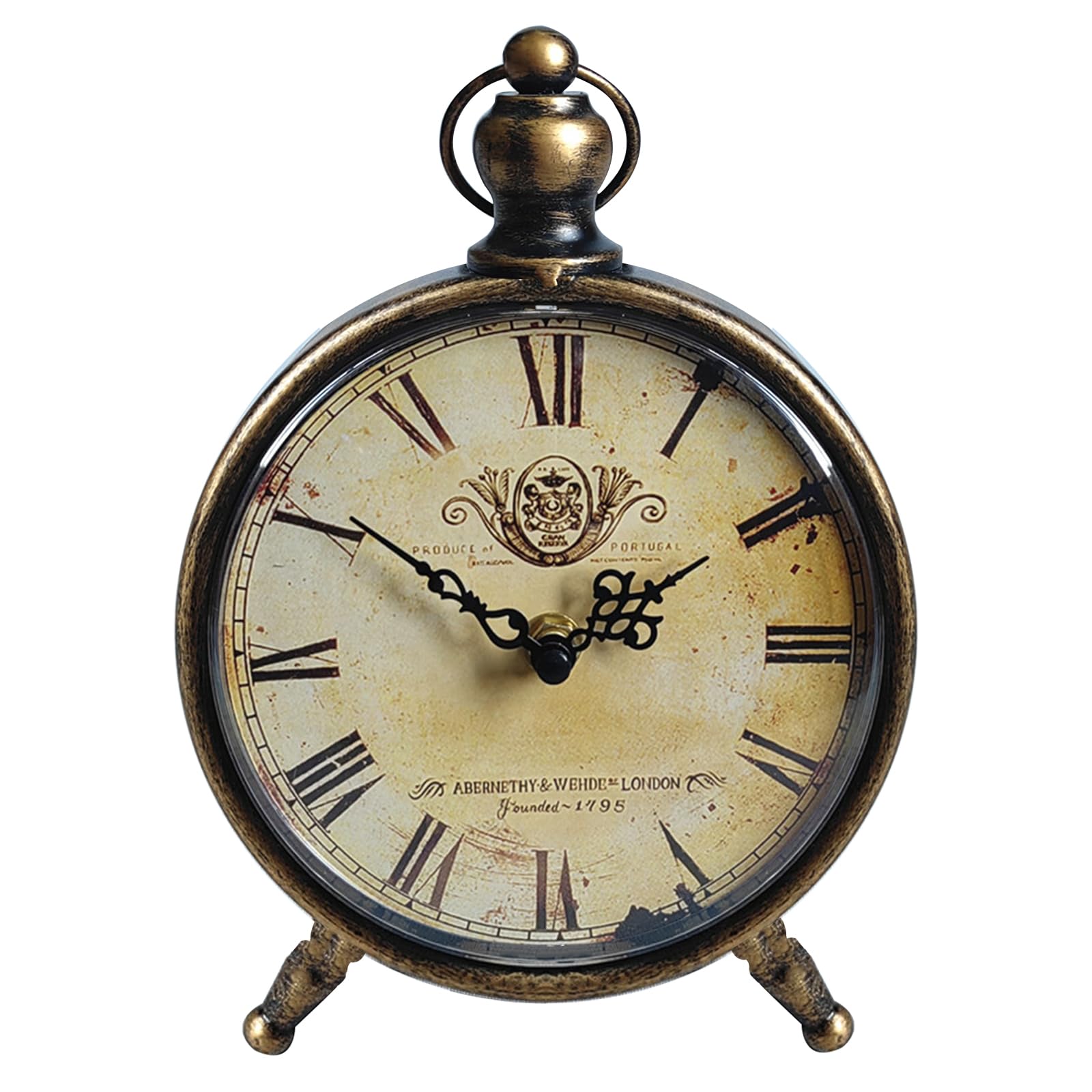 HZDHCLH Roman Table Clocks Silent Non Ticking Roman Retro Art Desk ...
