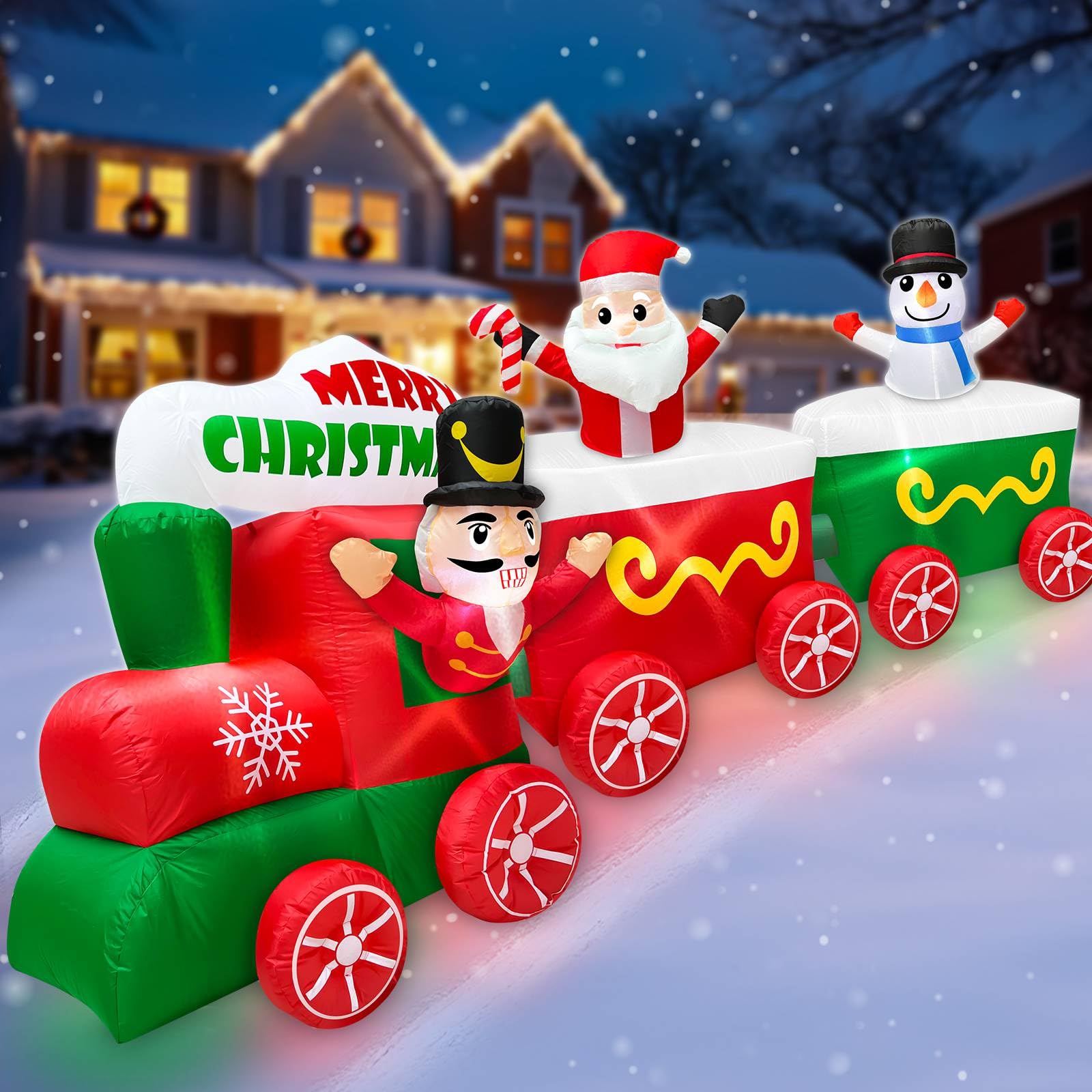 Amazon.com: 12 Ft Long Christmas Inflatable Train with Nutcracker ...