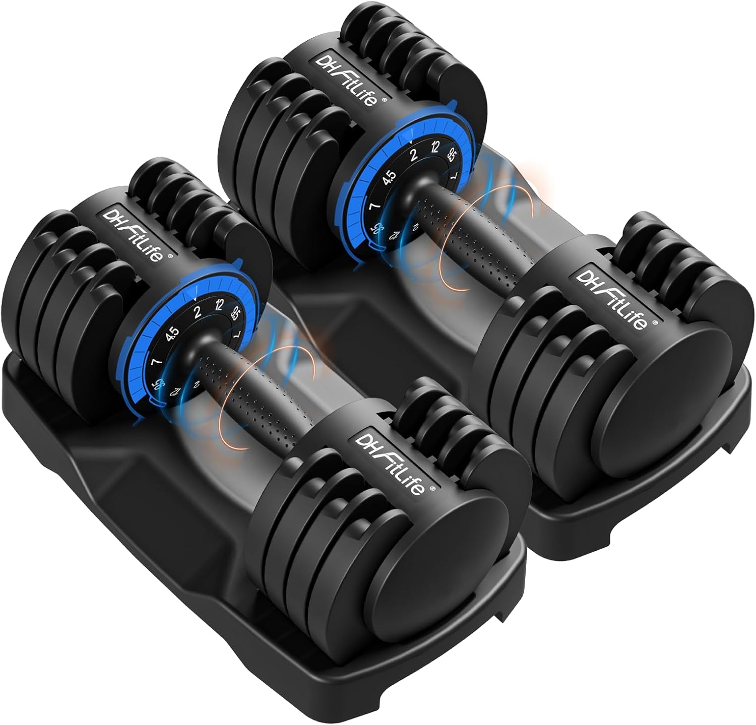 DH FitLife Lot de 2 haltères réglables de 12 kg de 2 à 12 kg avec 5 ...