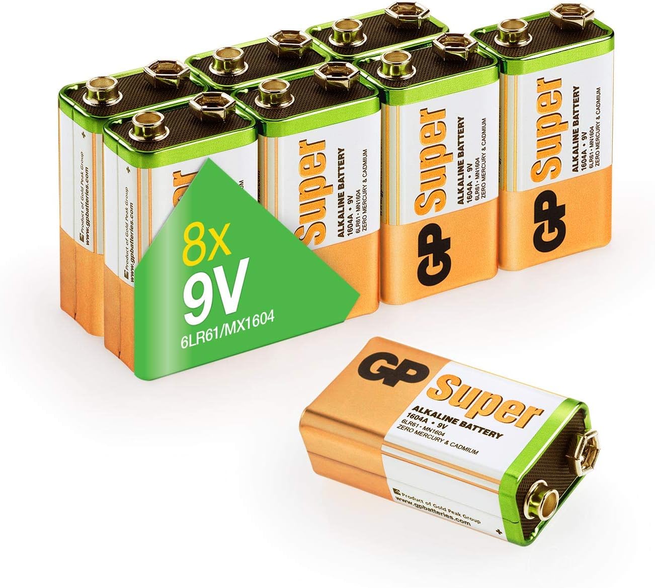 GP 9Volt Block Batterien Spannung: 9 Volt Super Alkaline, geeignet für ...