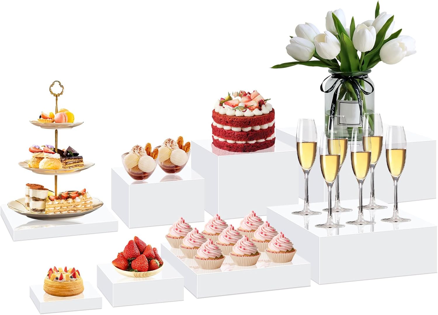 Amazon.com: Hugestar 8pcs Buffet Risers, Food Display Stands for Buffet ...