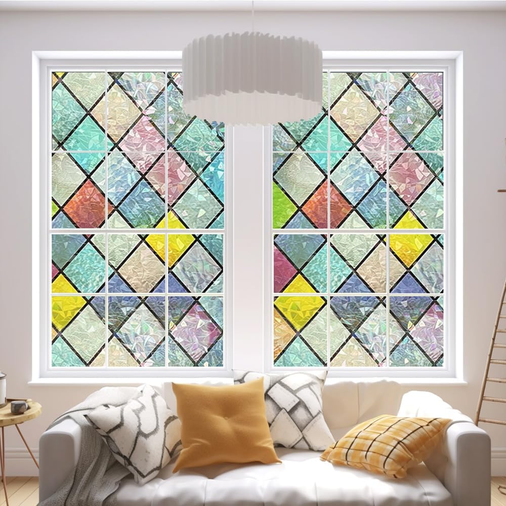Amazon.com: JohahaTim Window Privacy Film, Rainbow Window Clings, 3D ...