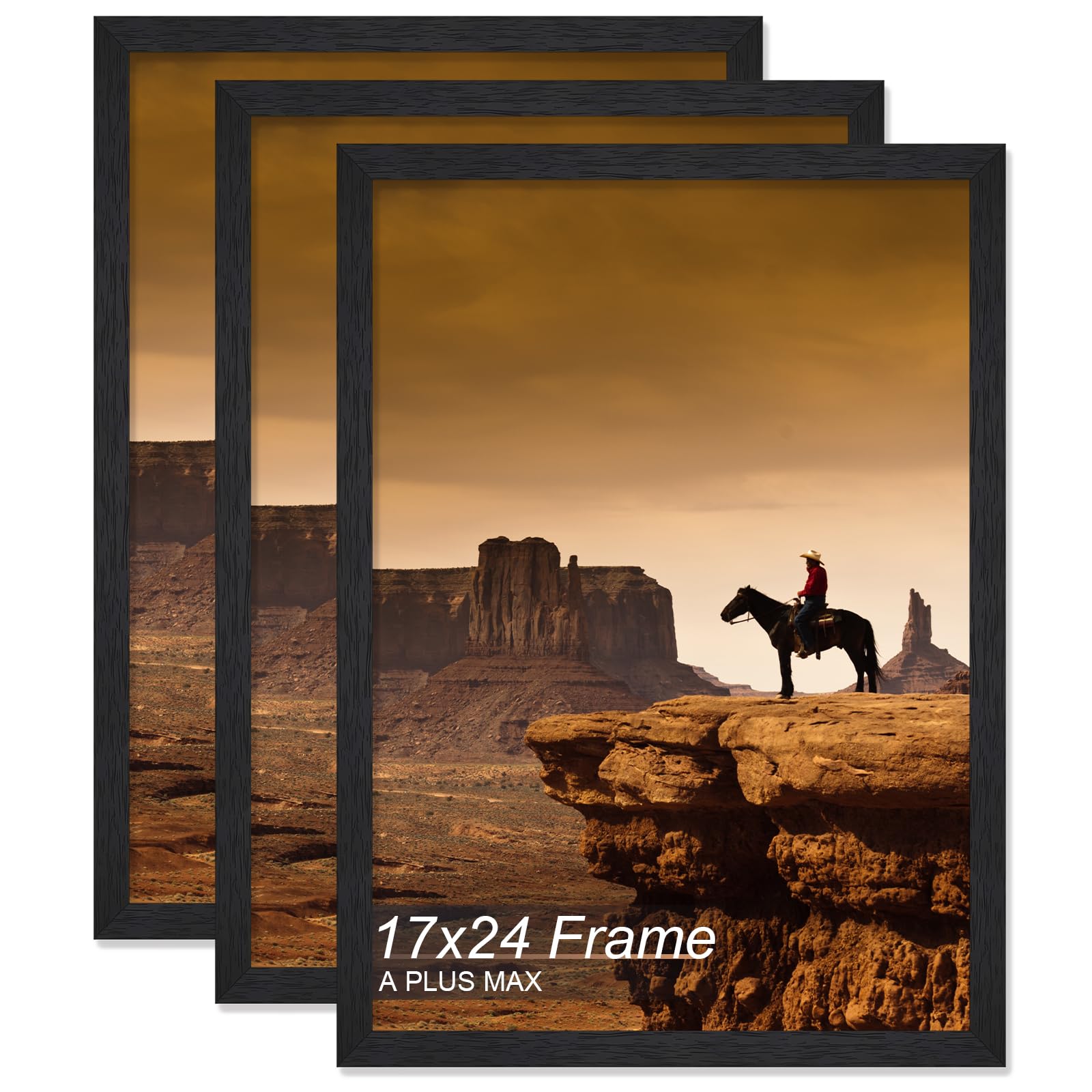 Amazon.com - A PLUS MAX 17x24 Picture Frame Set of 3, Black Engineered ...