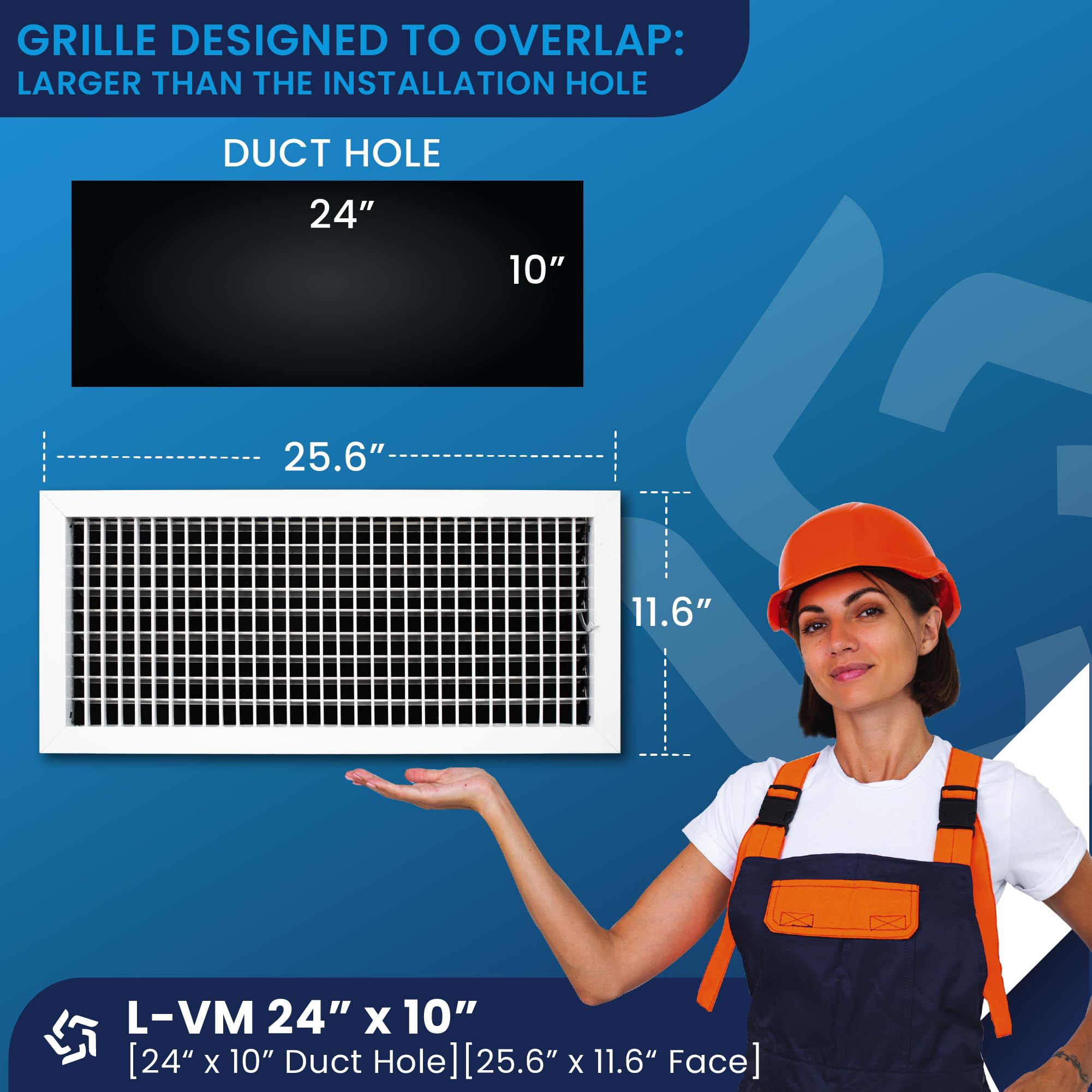 Premium Aluminum Wall Vent Cover - 24 x 10 Inch AC Grille with ...
