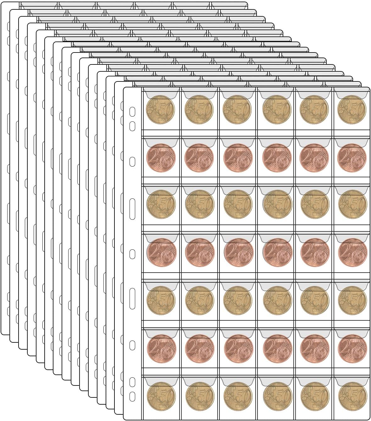 Coin Collecting Sleeves for All Coins - 42 Pockets per Sheet, 2.8x2.8cm ...