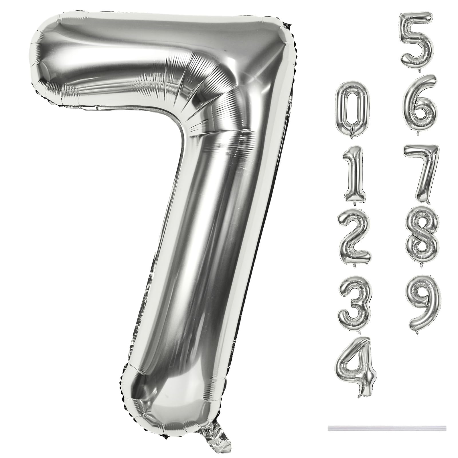 Amazon.com: 40'' Silver Number 7 Balloons, Self Inflating Foil Number ...