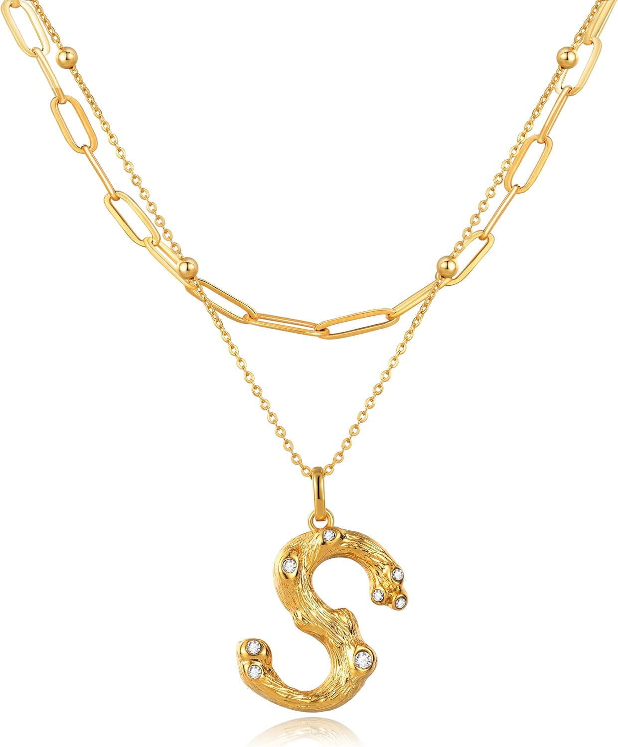 Amazon.com: AllenCOCO Layered Gold Initial Necklace for Women Trendy ...