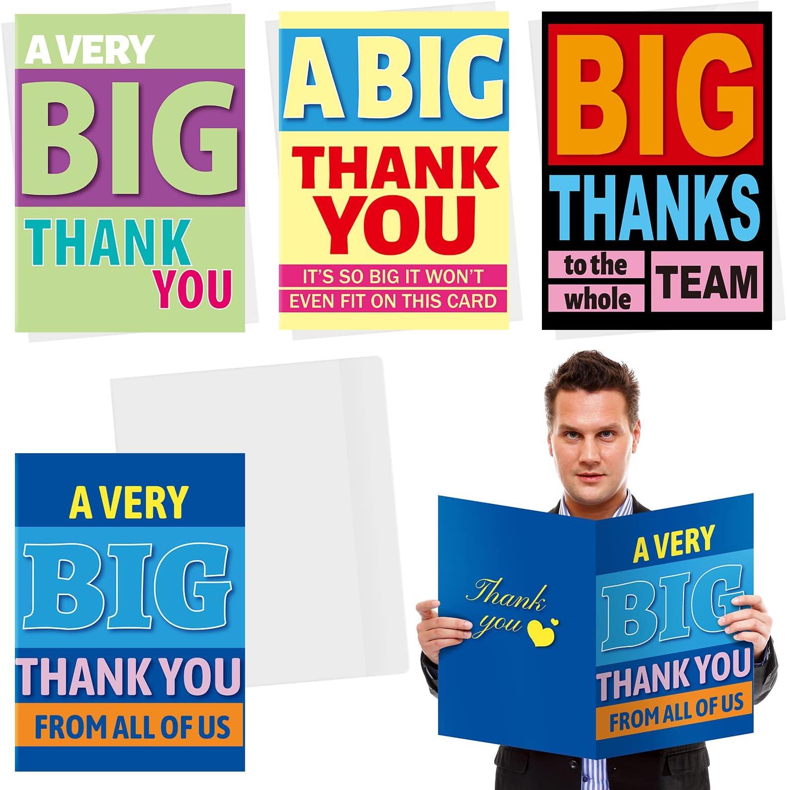 Amazon.com : Tinlade 4 Pcs Extra Large Thank You Card with Envelope 11. ...