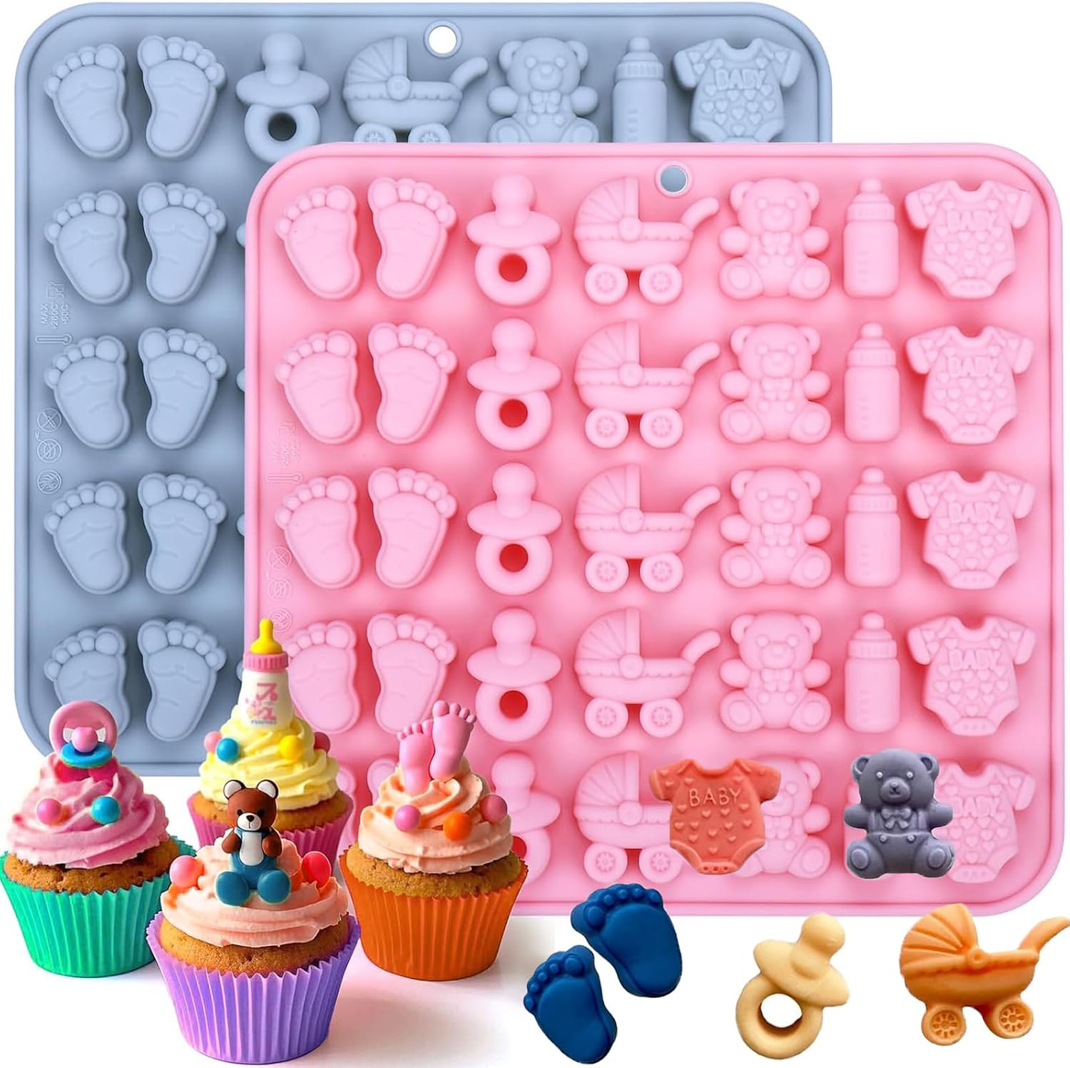 Amazon.com: Starfa Lab Baby Shower Chocolate Molds - 2 Pack Silicone ...