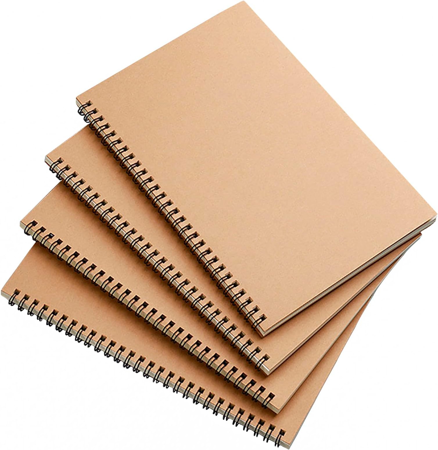 QISF 4 Packs Spiral Notepad A5-120 Pages/60 Sheets Kraft Cover ...