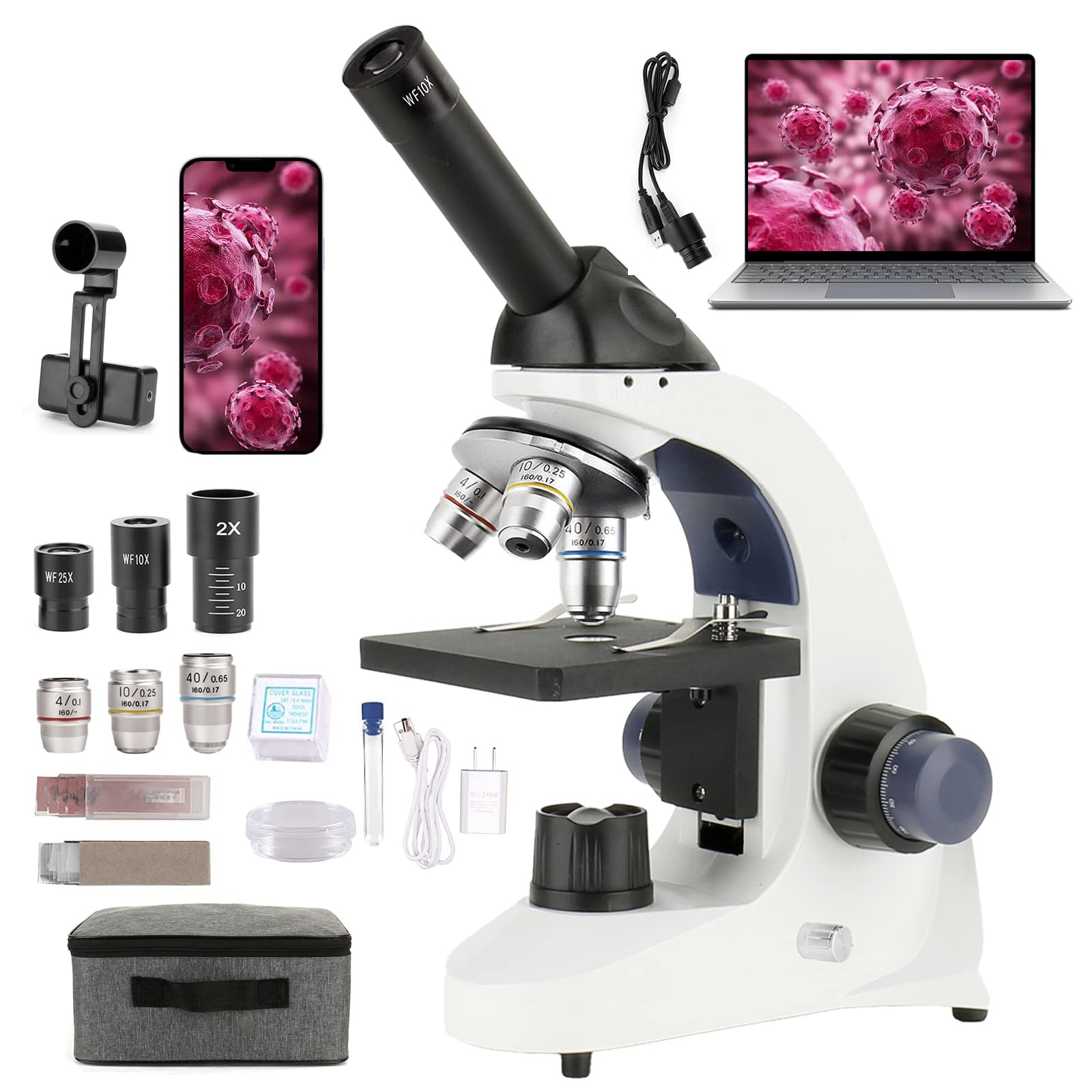 Buy Micro, Monocular Micro for Adults Students Kids 40X-2000X with ...