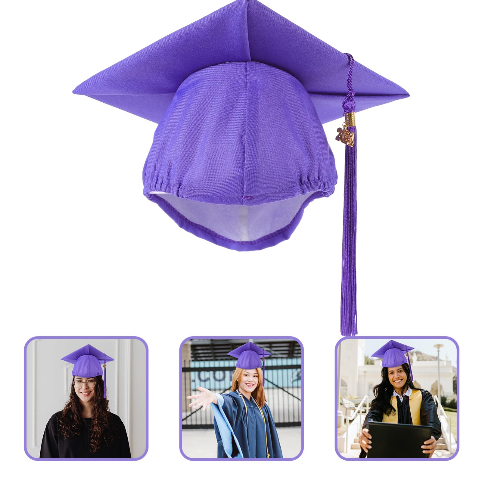Purple Grad Cap With Tassel Shiny Purple Graduation Cap Gown And