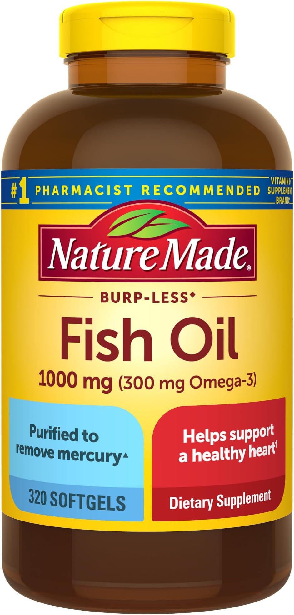 Amazon.com: Nature Made Burp Less Fish Oil 1000 mg Softgels, Fish Oil ...