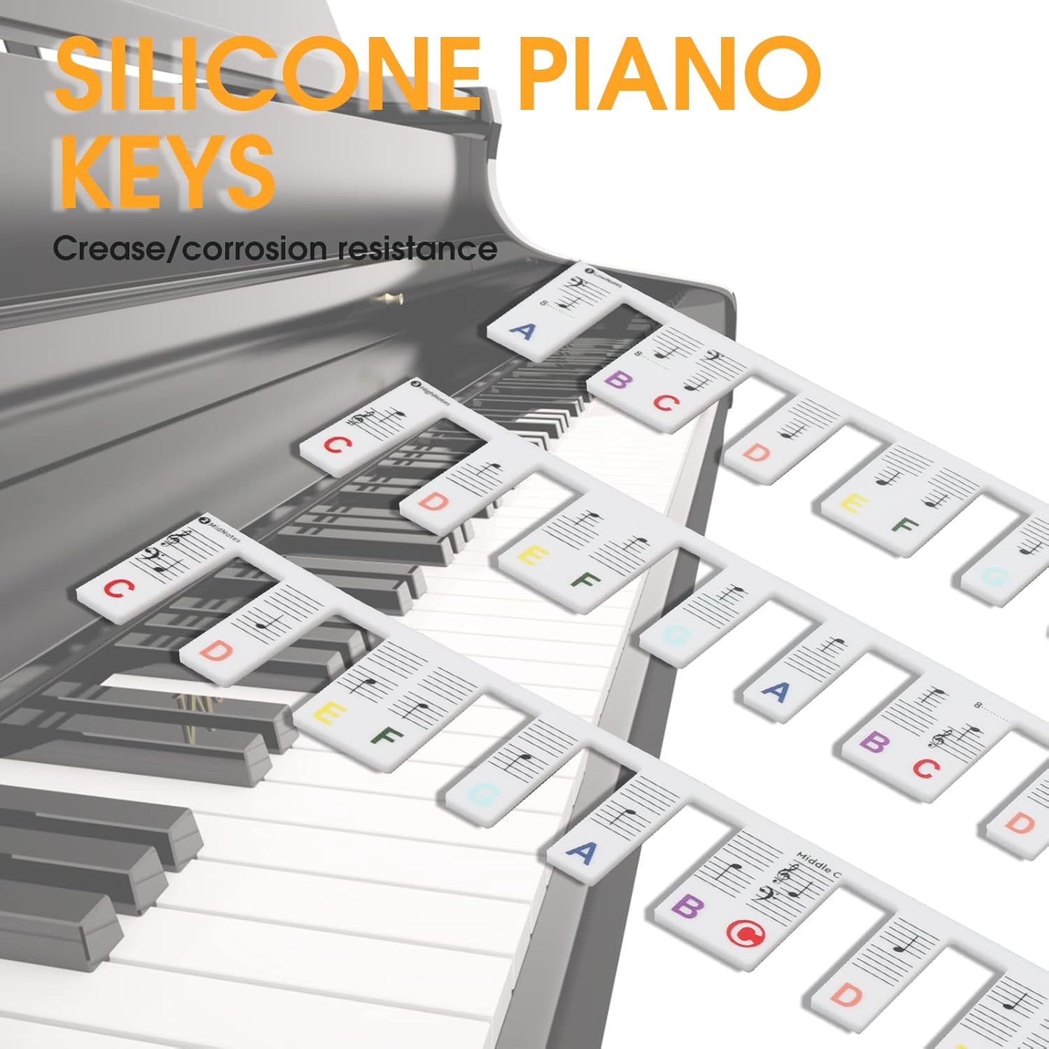 88/61 key removable piano keyboard note stickers,Reusable Silicone ...