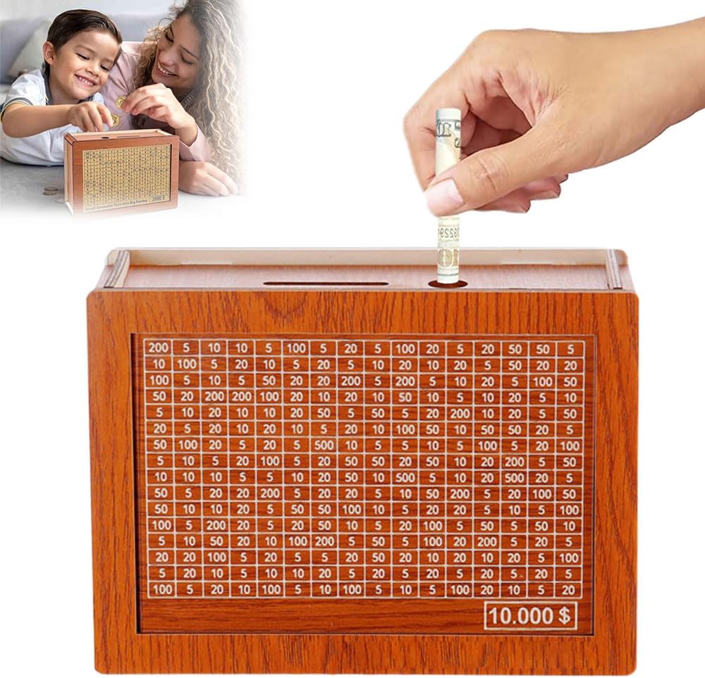 Amazon.com: Cash Vault Wooden Savings Box,$10000 Wooden Cash Saver ...